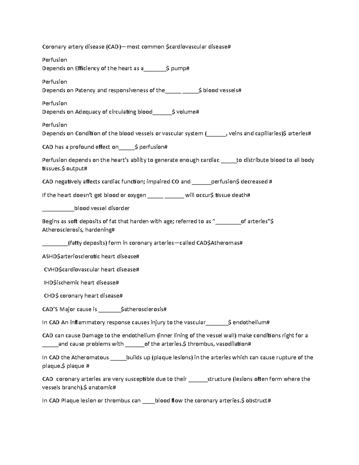 CAD notes - Coronary artery disease (CAD)—most common $cardiovascular ...