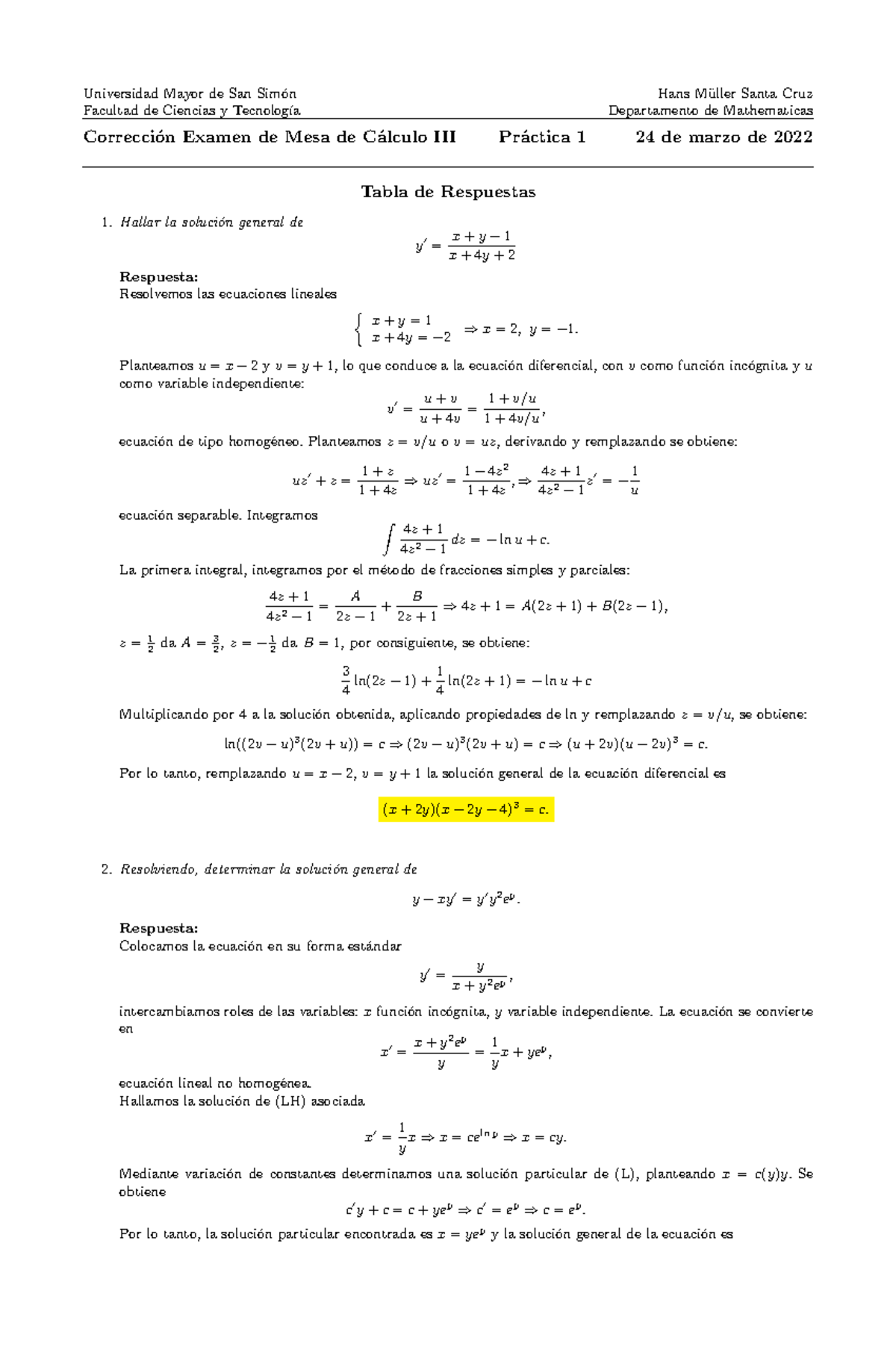 Resolucion Practica 1 - Universidad Mayor de San Sim ́on Hans M ̈uller Santa Cruz Facultad de ...