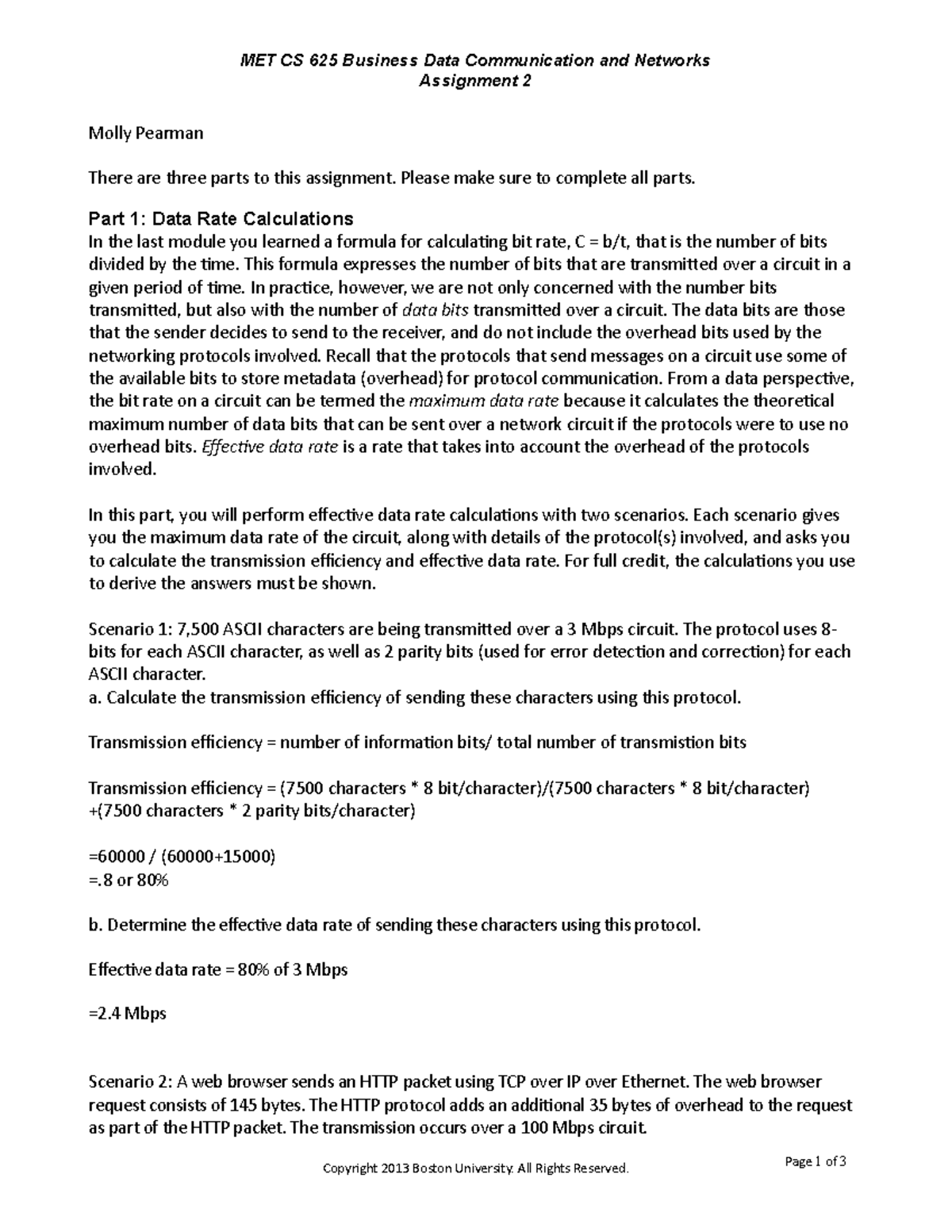 Pearman Molly Assignment 2 - MET CS 625 Business Data Communication and Networks Assignment 2 ...