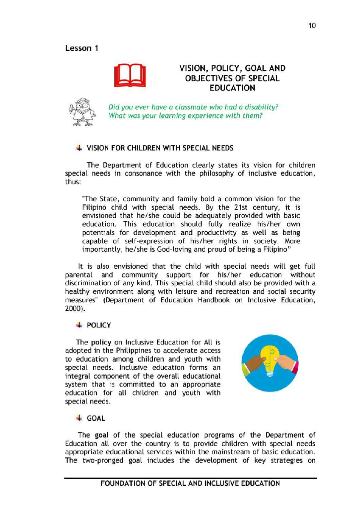 EDUC 102 M1L1 - Foundation of Special and Inckusive Education - BSEd ...