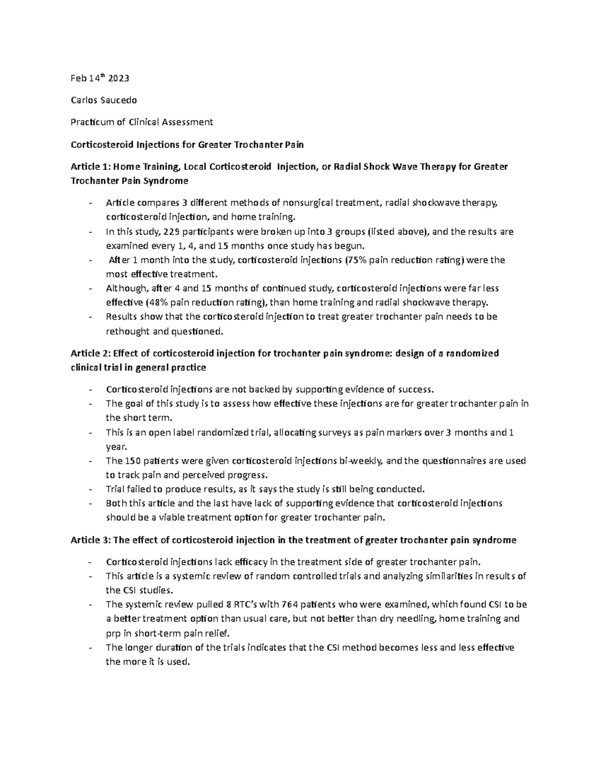 Hip Best Practice Report - Feb 14th 2023 Carlos Saucedo Practicum of ...