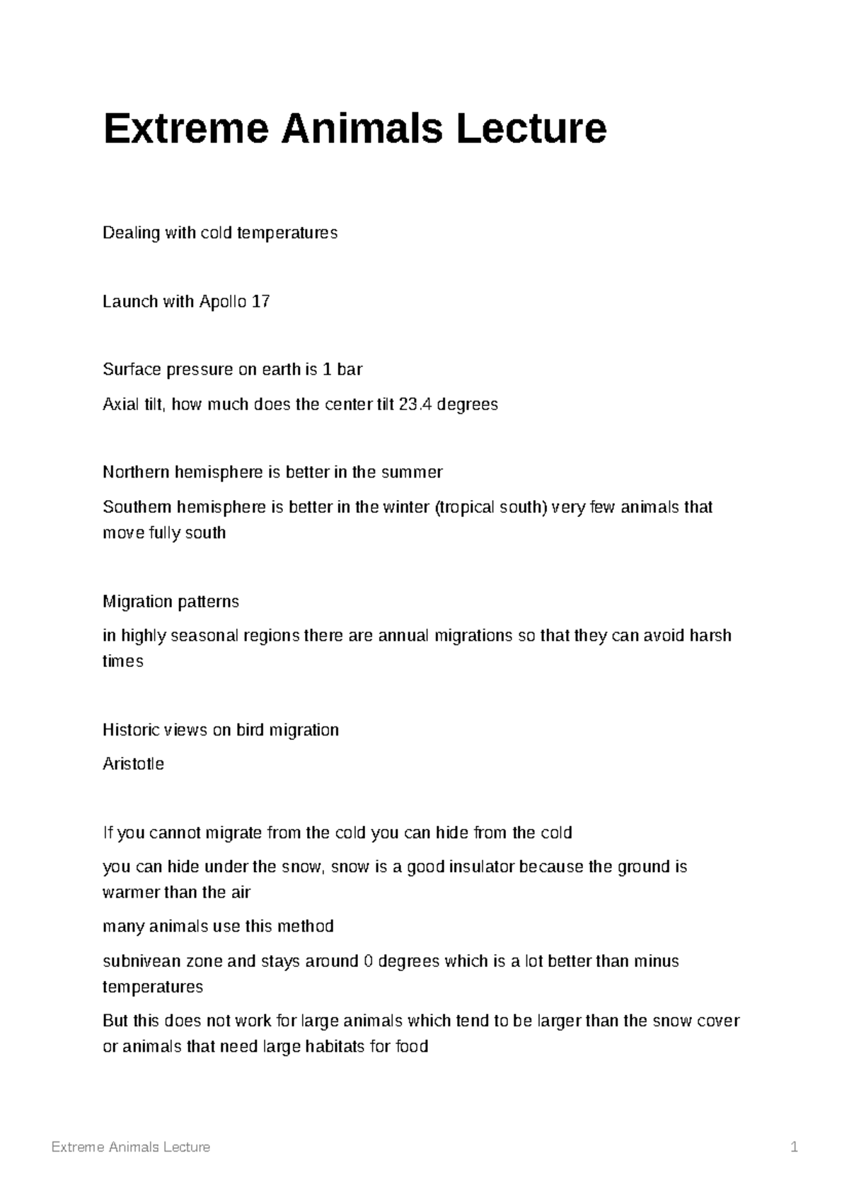 Extreme Animals Lecture - Studocu