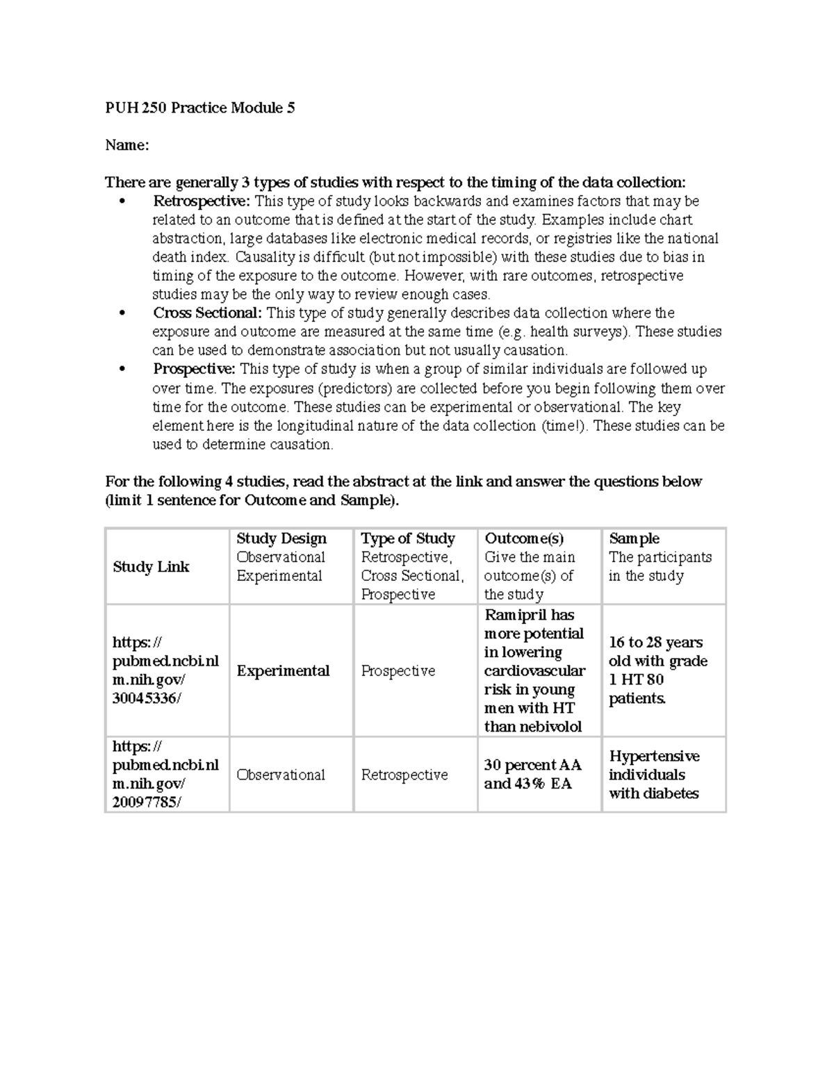 PUH 250 Practice Module 5 - PUH 250 Practice Module 5 Name: There are ...