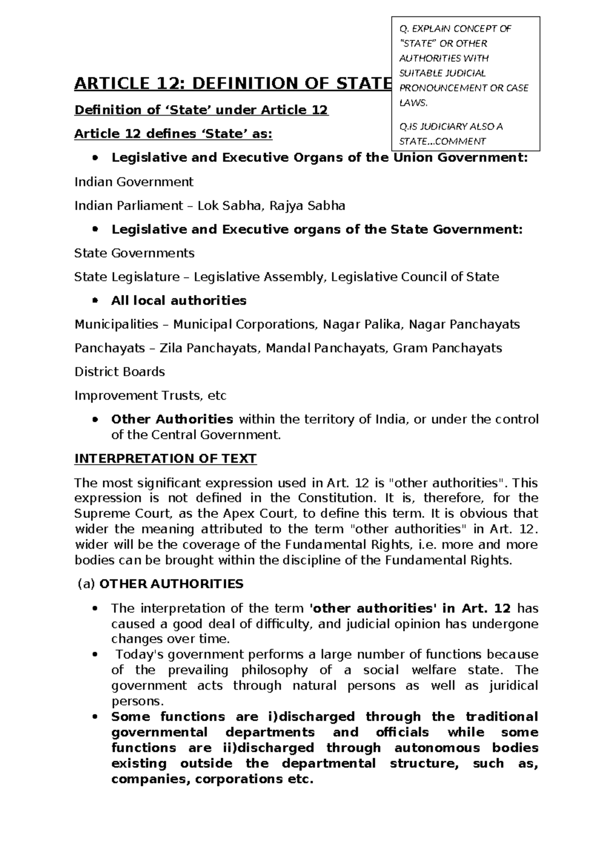 Article 12 - aricle 12 of indian constitution - ARTICLE 12: DEFINITION ...
