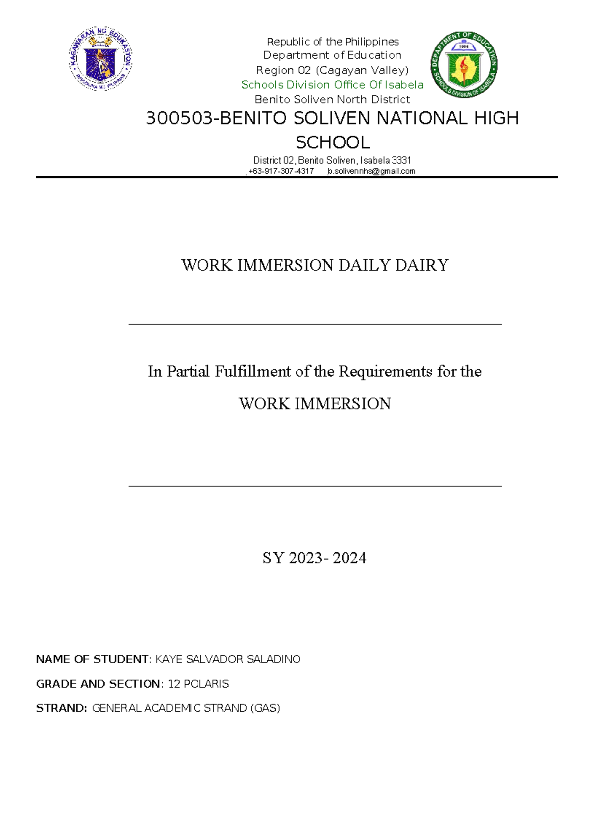 Daily Diary - this is to help you with that one - Republic of the ...