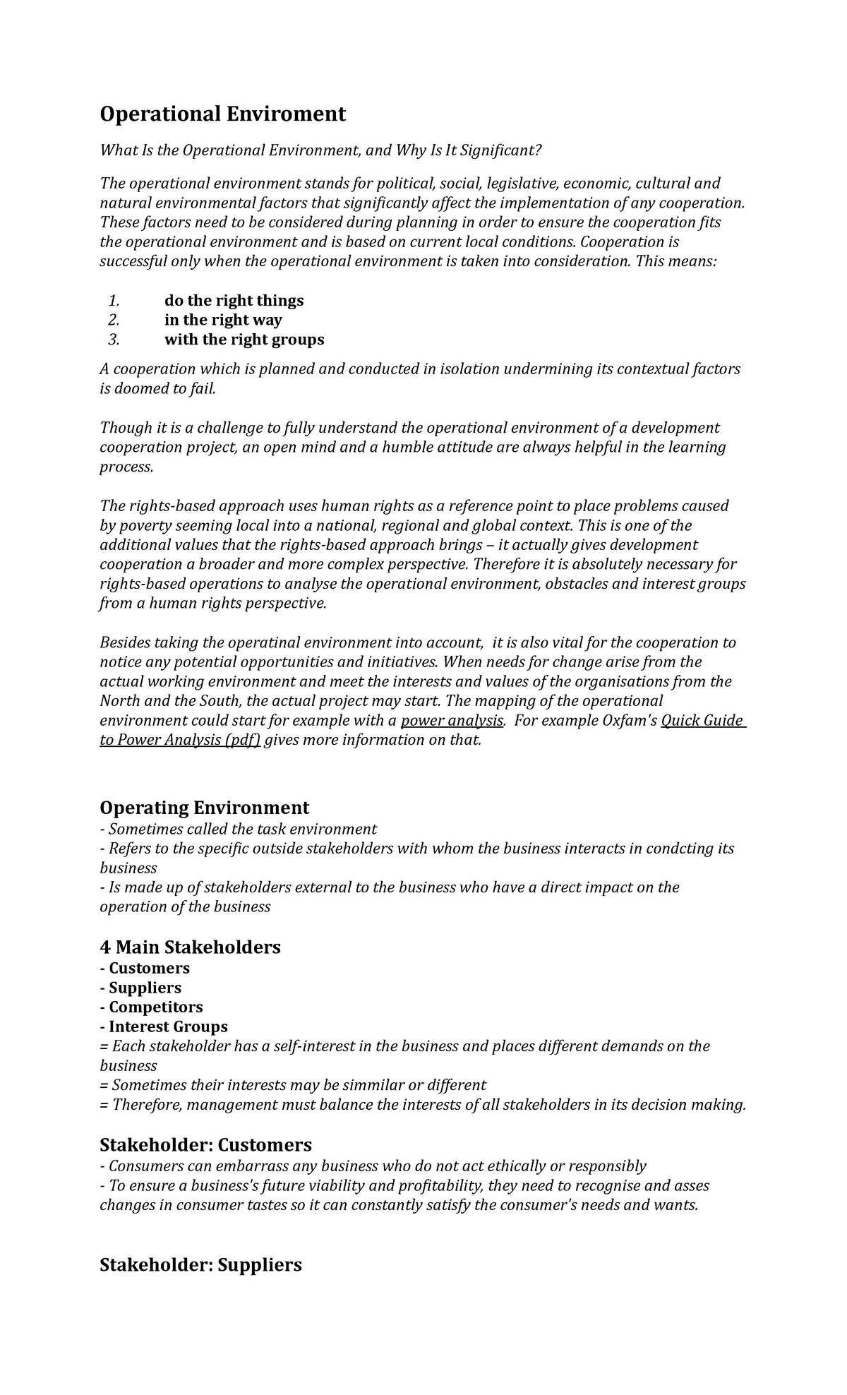HO 1-Operational Enviroment - Operational Enviroment What Is the ...