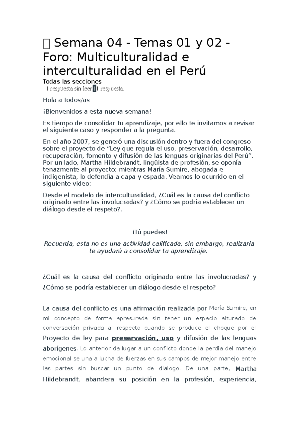 Foros sem 4 - Temas varios de discusión e información de escenarios actuales del país - 🐀 Semana ...