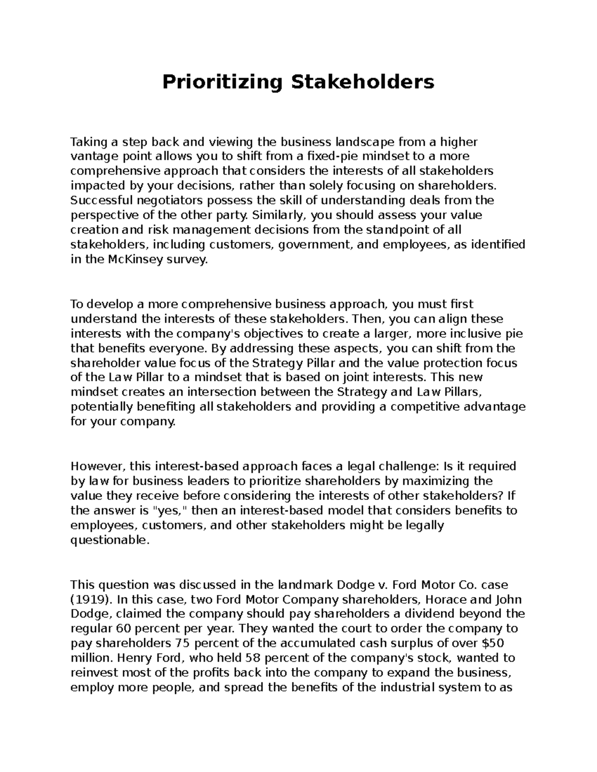 Prioritizing Stakeholders - Prioritizing Stakeholders Taking a step ...