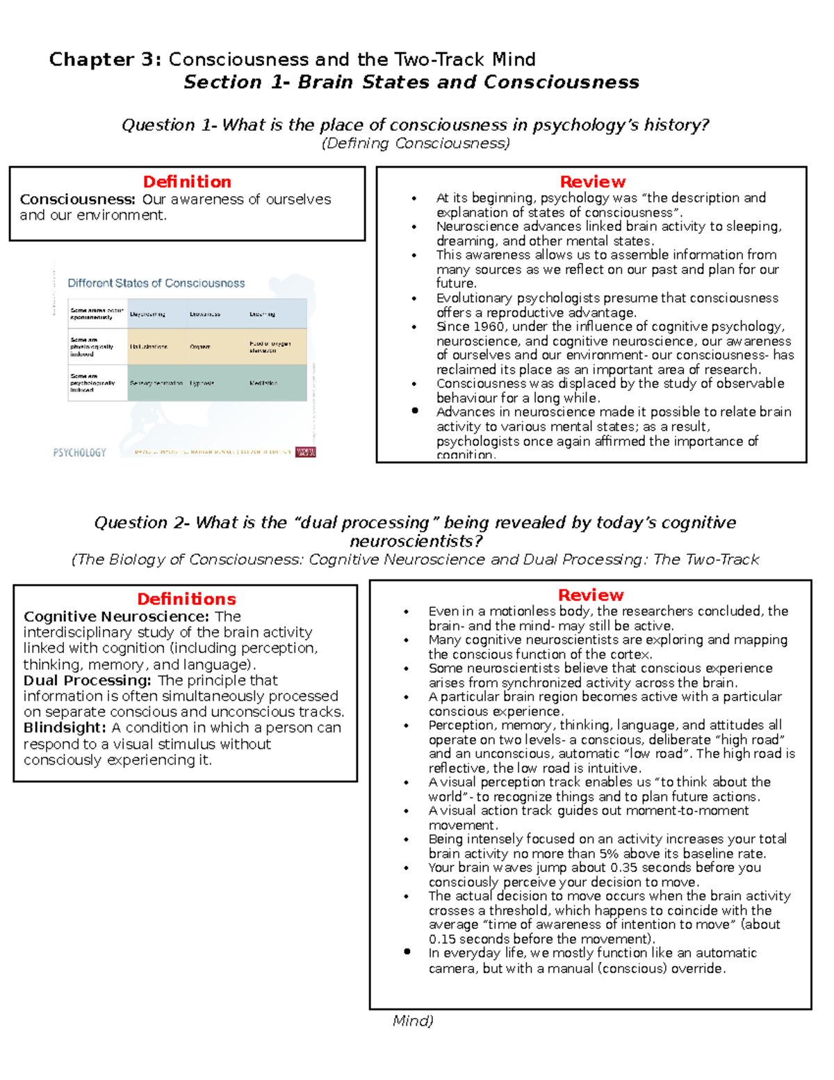 Chapter 3- Consciousness and the Two-Track Mind - Section 1- Brain ...