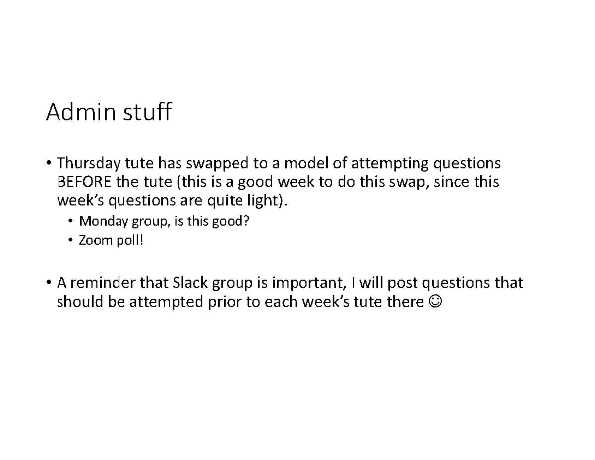 Presentation Tute 6 - slides by Head tutor Colton for week 6 tutorial - Warning: TT: undefined ...