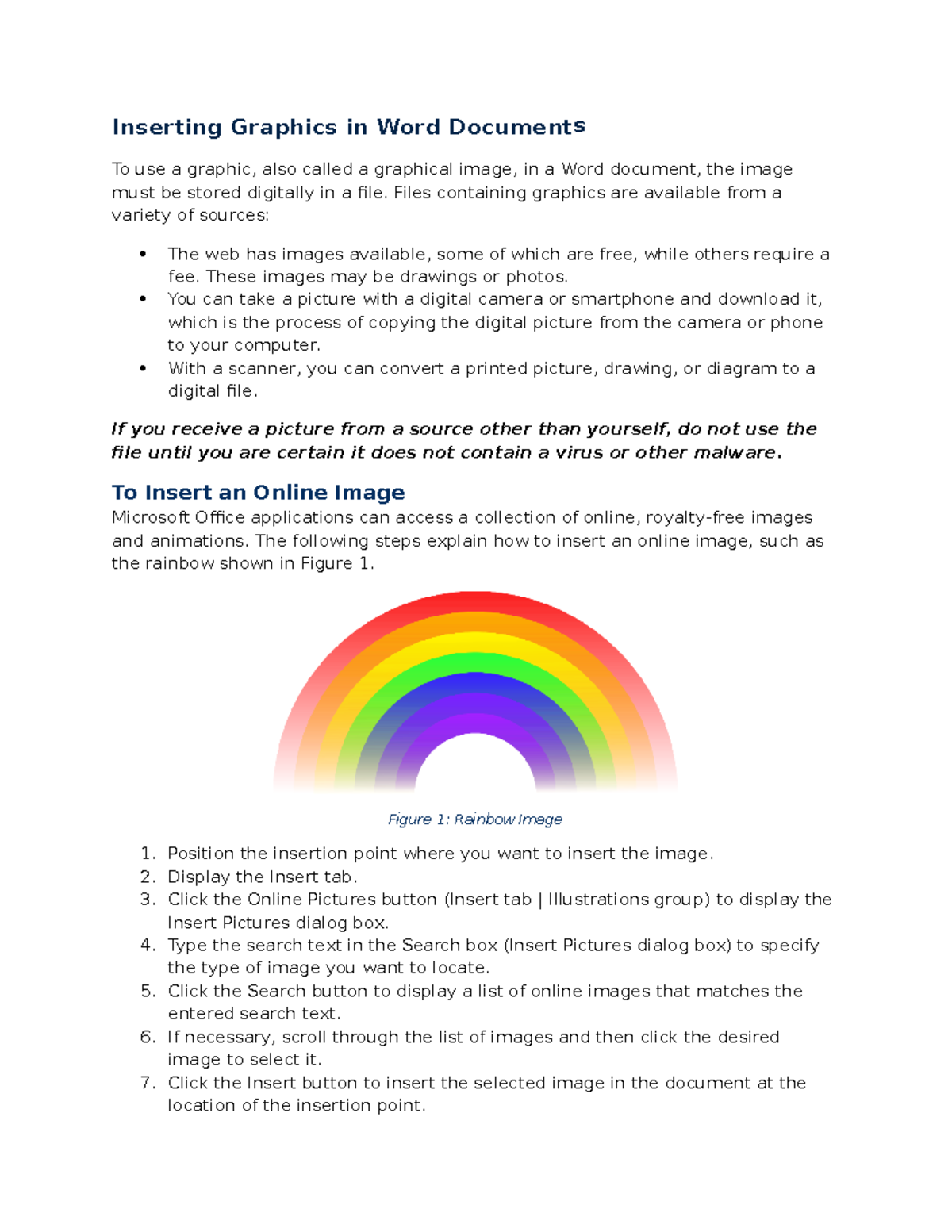 Inserting Graphics Draft - Inserting Graphics in Word Documents To use ...