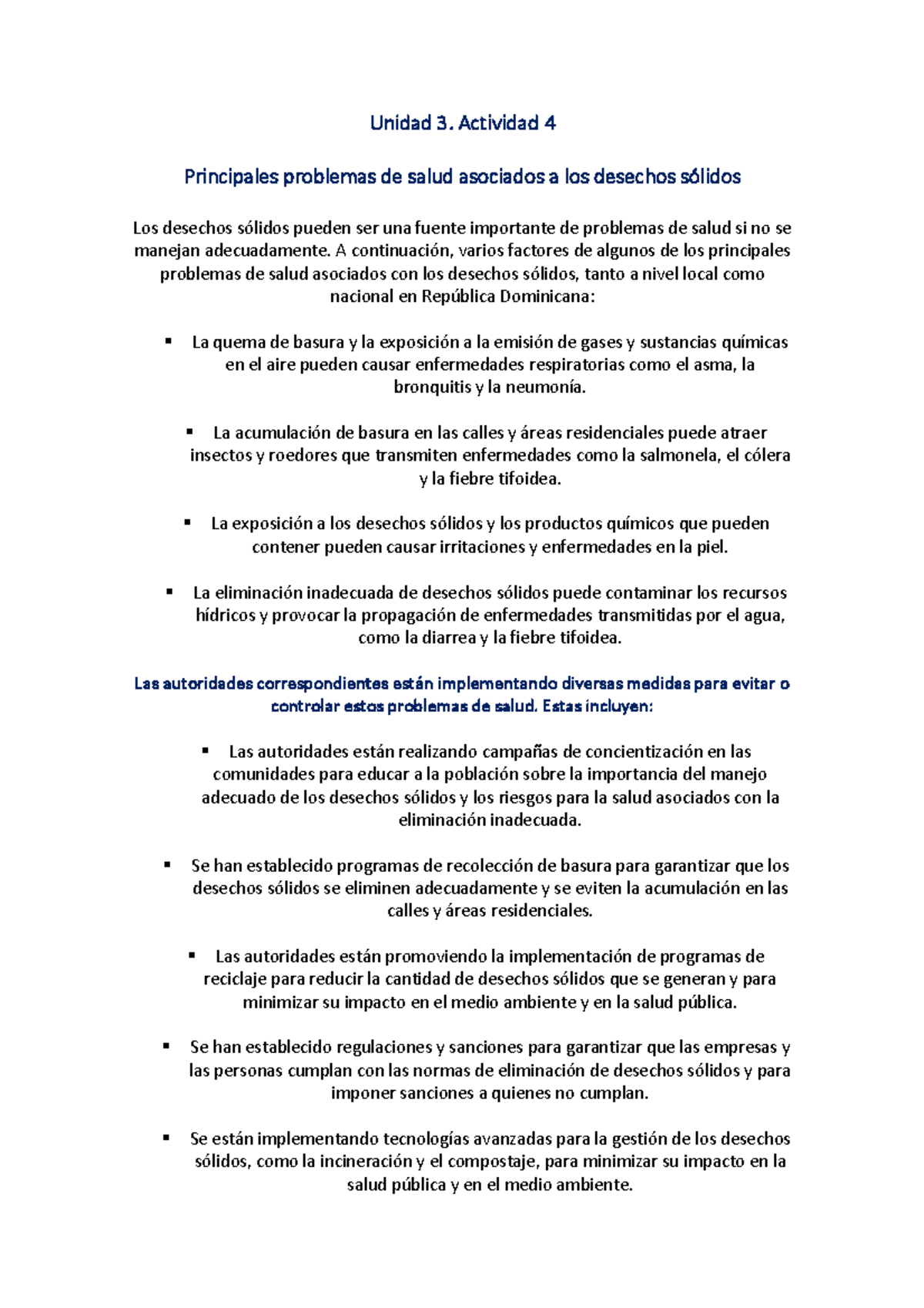 Unidad 3. Actividad 4 - Unidad 3. Actividad 4 Principales problemas de ...