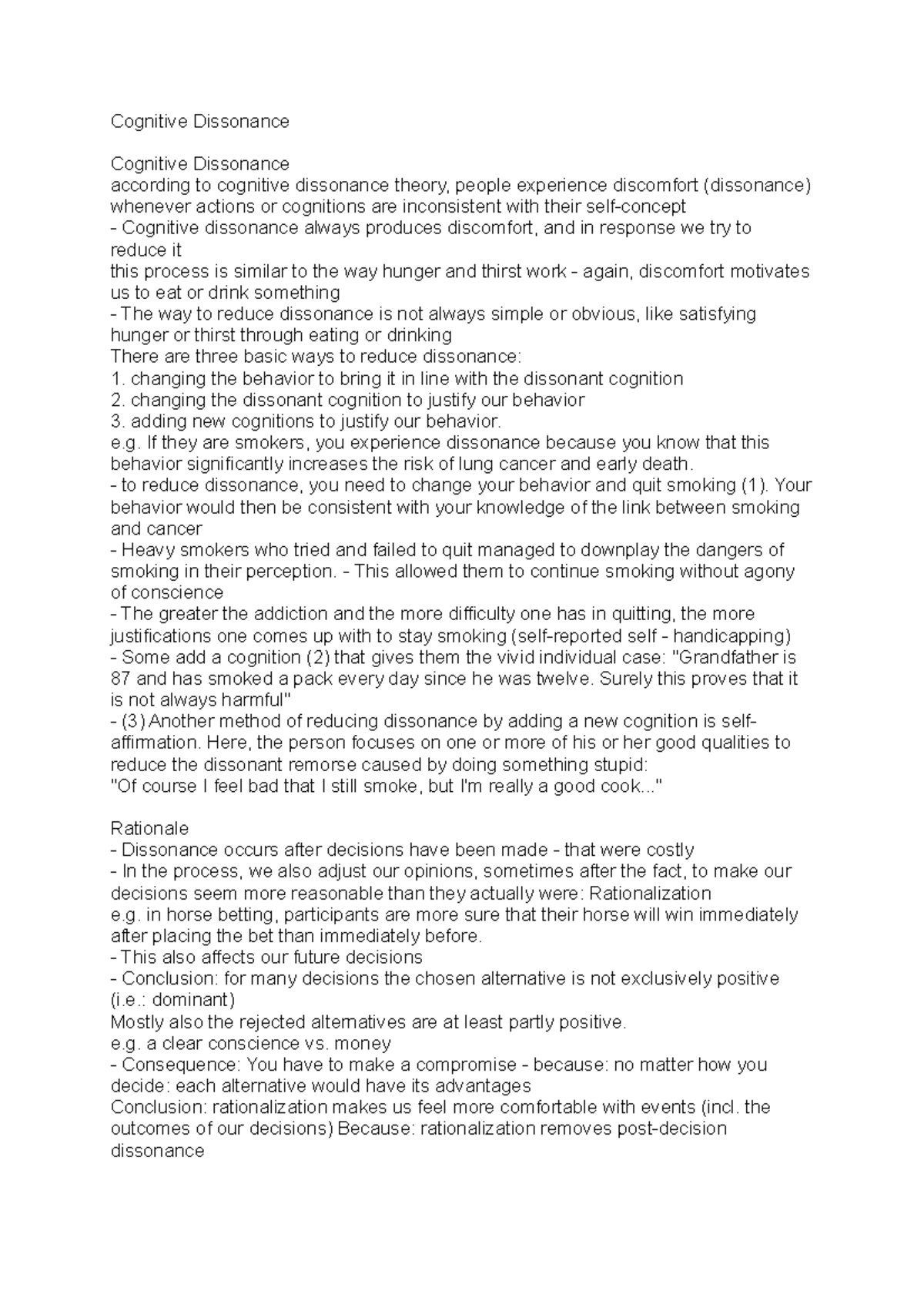 Cognitive Dissonance - Social Psychology - Cognitive Dissonance ...