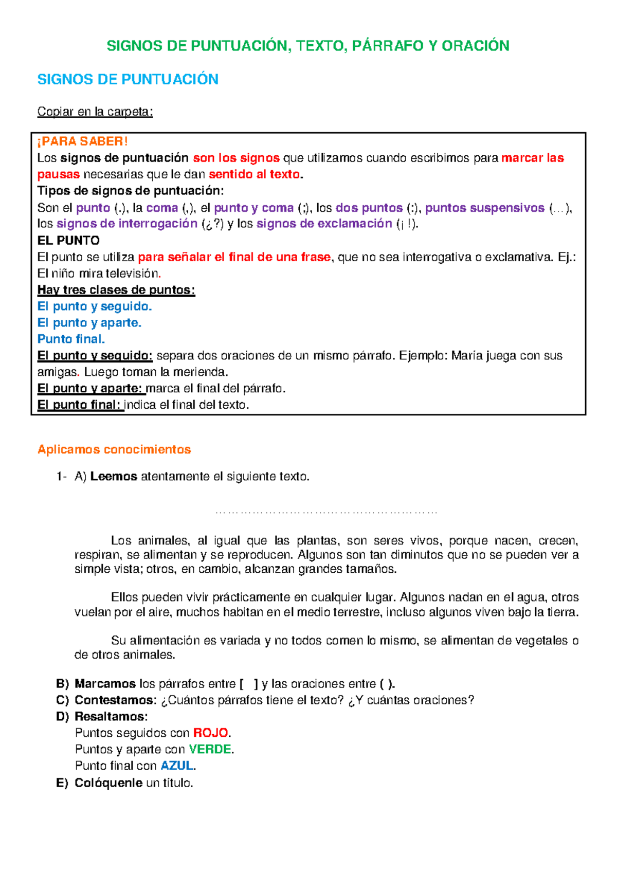 Signos de puntuación, texto, parrafo y oración-1 - SIGNOS DE PUNTUACIÓN ...