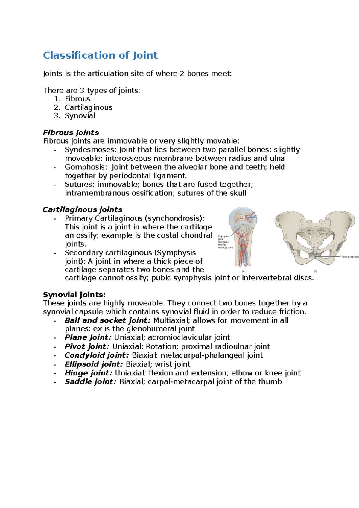 Classification of Joint - Classification of Joint Joints is the ...