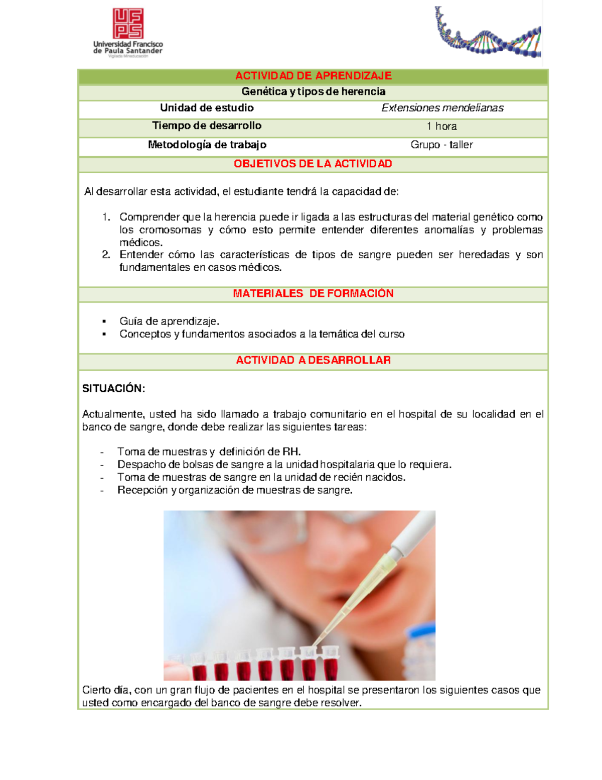 Genética de poblaciones y tipos de herencia - ACTIVIDAD DE APRENDIZAJE ...