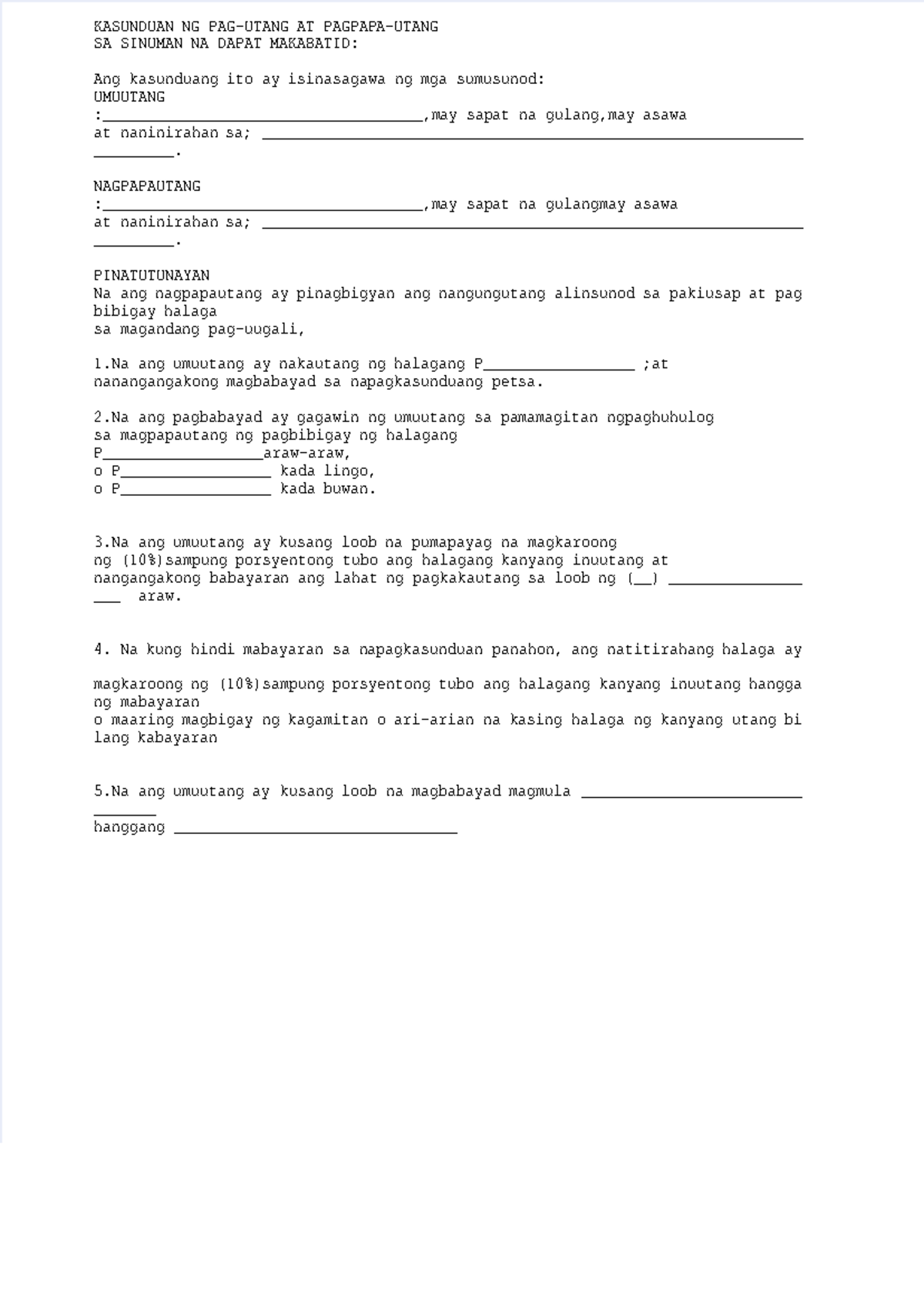 Dokumen - mjgfdutfc - KASUNDUAN NG PAG-UTANG AT PAGPAPA-UTANG SA ...