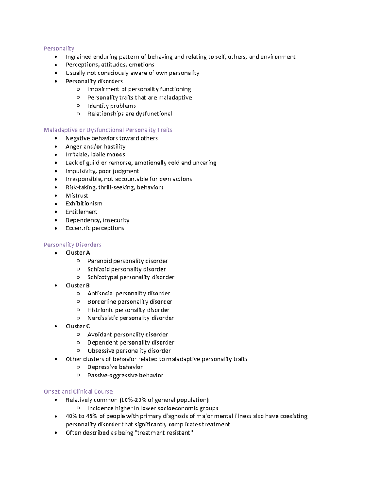Ch 18- Personality Disorder - Personality • Ingrained enduring pattern ...