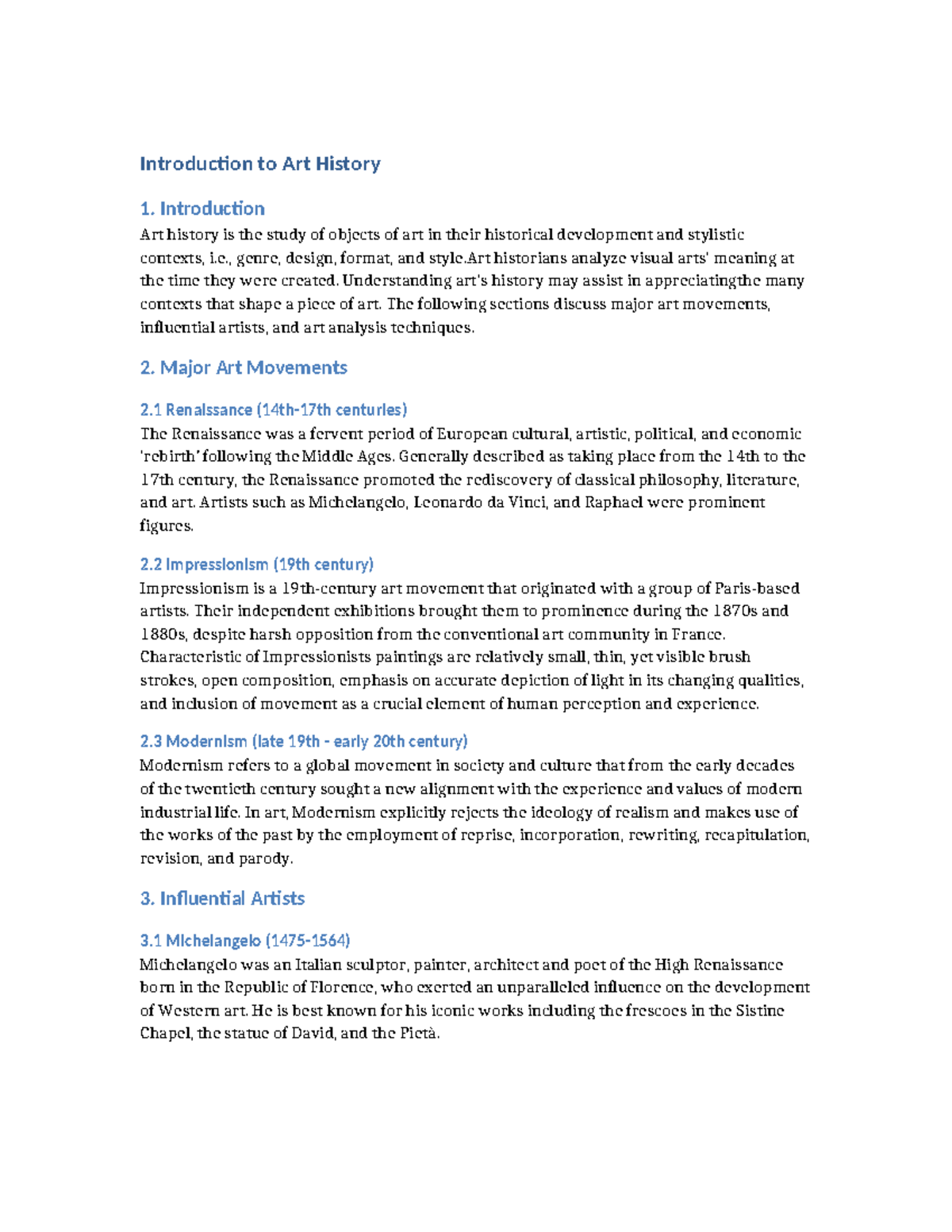 Mnt data Sample Lecture Notes 10 - Introduction to Art History 1 ...