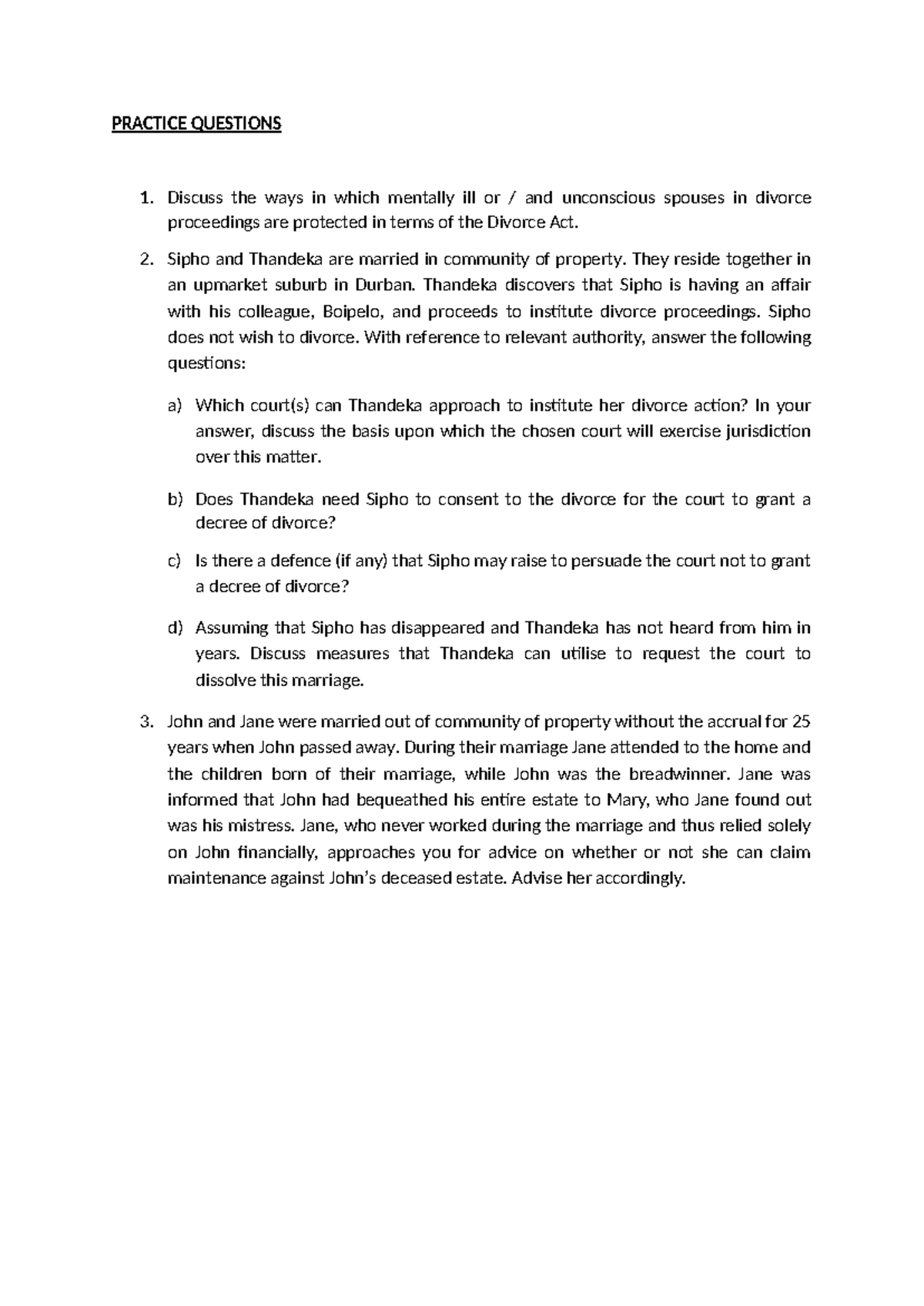 Practice Questions Dissolution - PRACTICE QUESTIONS Discuss the ways in which mentally ill or ...