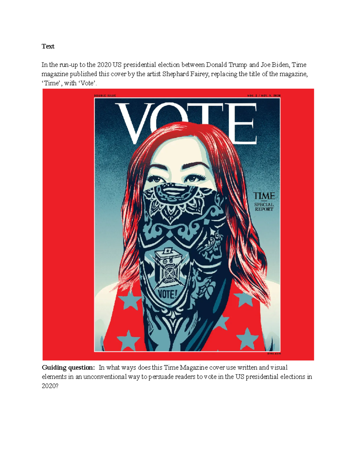 Magazine - Sample Answers 1 - Text In the run-up to the 2020 US ...