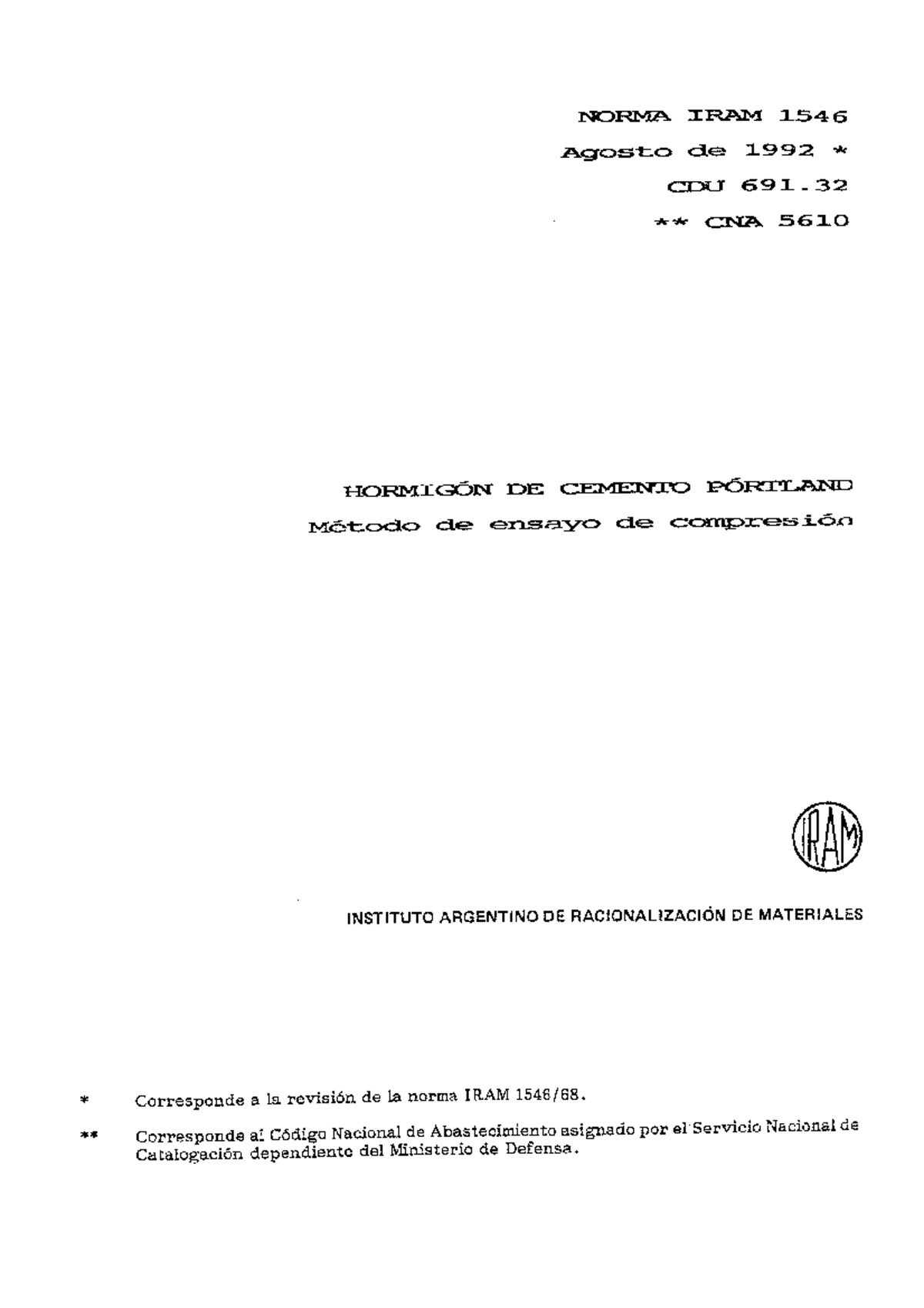 IRAM 1546 - Materiales - Estática y Resistencia de Materiales - Studocu