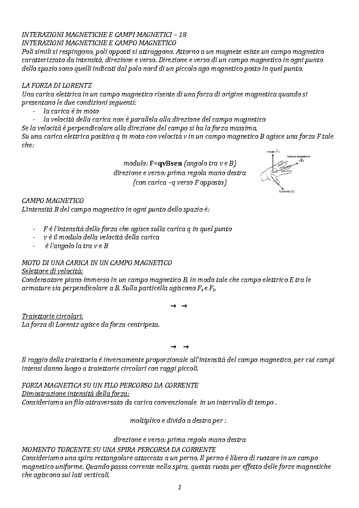 Fisica - INTERAZIONI MAGNETICHE E CAMPI MAGNETICI – 18 INTERAZIONI ...