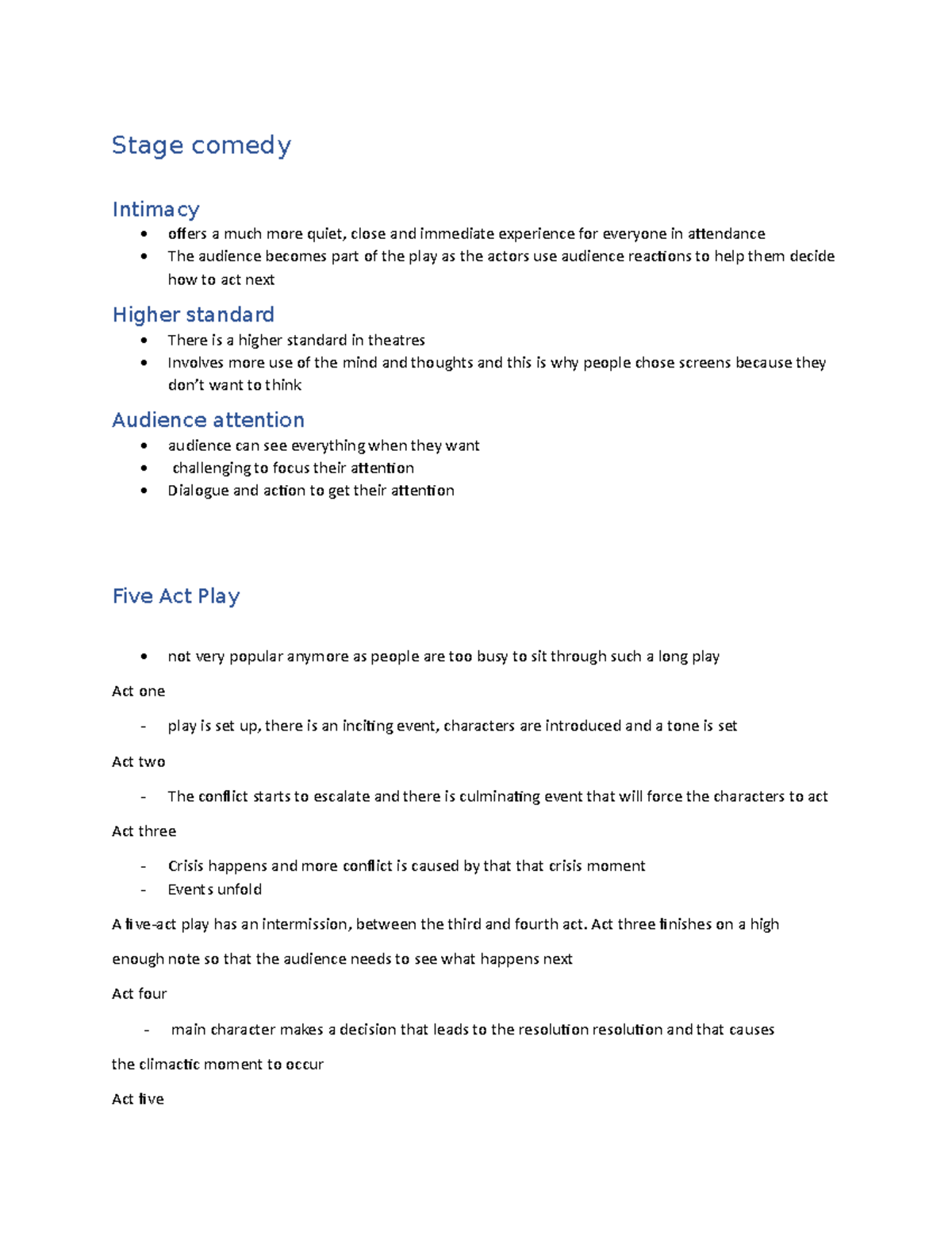 Stage Comedy - Stage comedy Intimacy offers a much more quiet, close ...