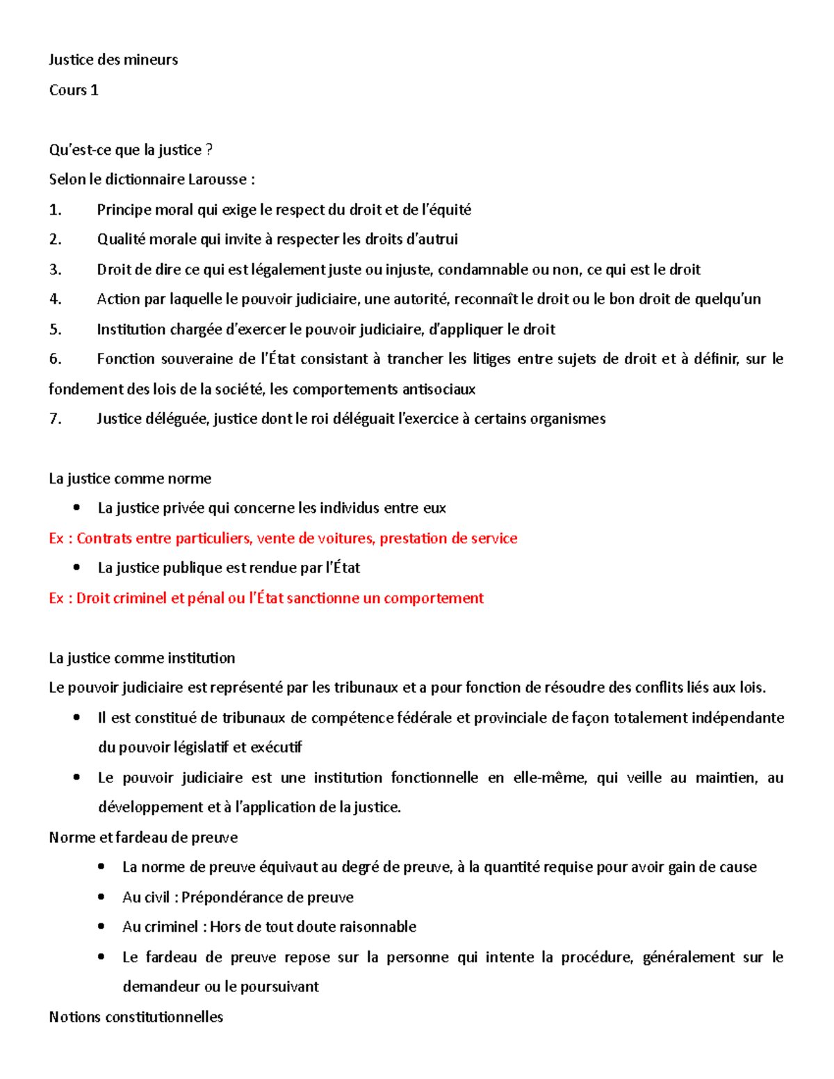 Justice des mineurs NDC cours 1 - Justice des mineurs Cours 1 Qu’est-ce ...