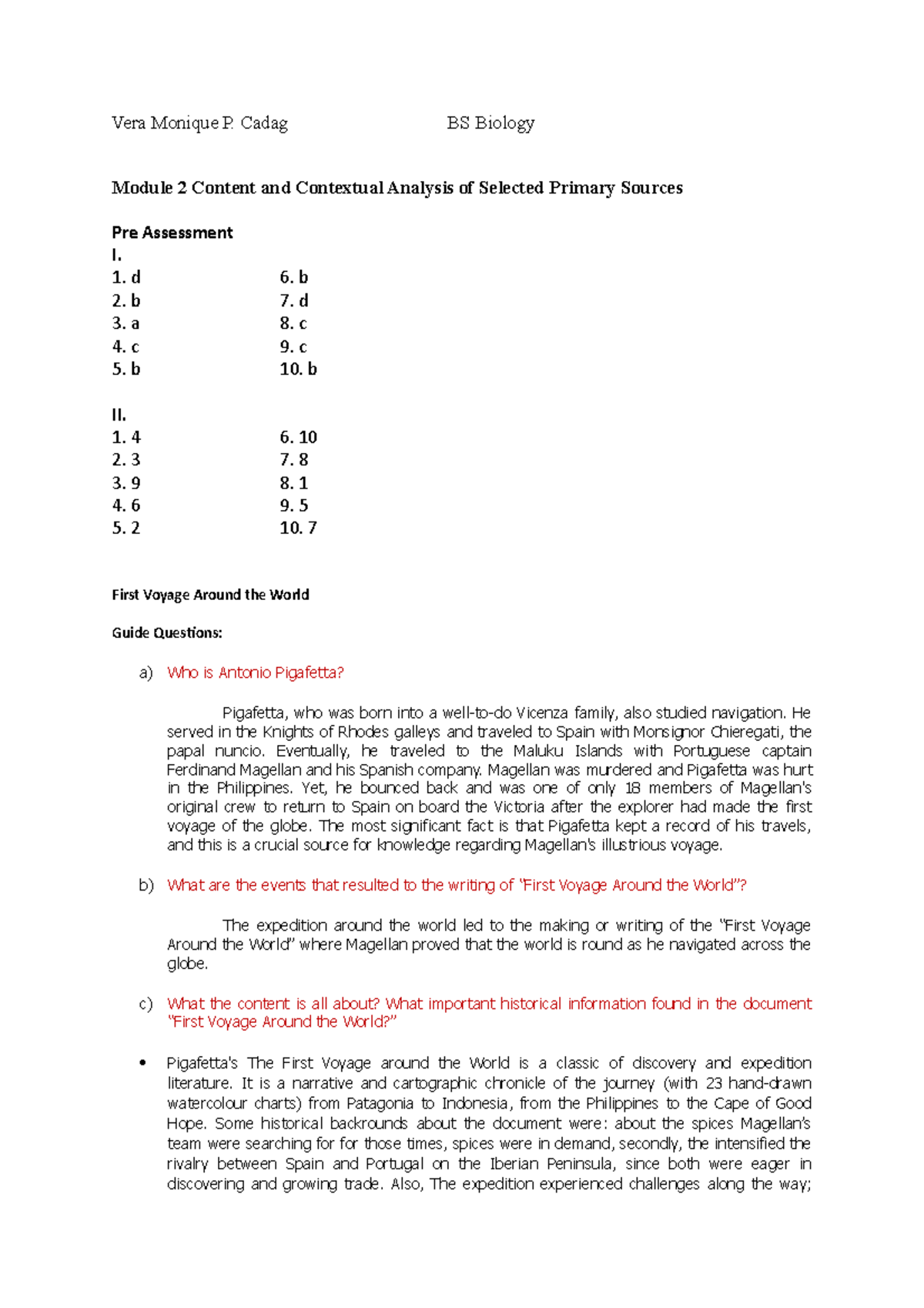 RIPH Module 2 - not complete - Vera Monique P. Cadag BS Biology Module ...
