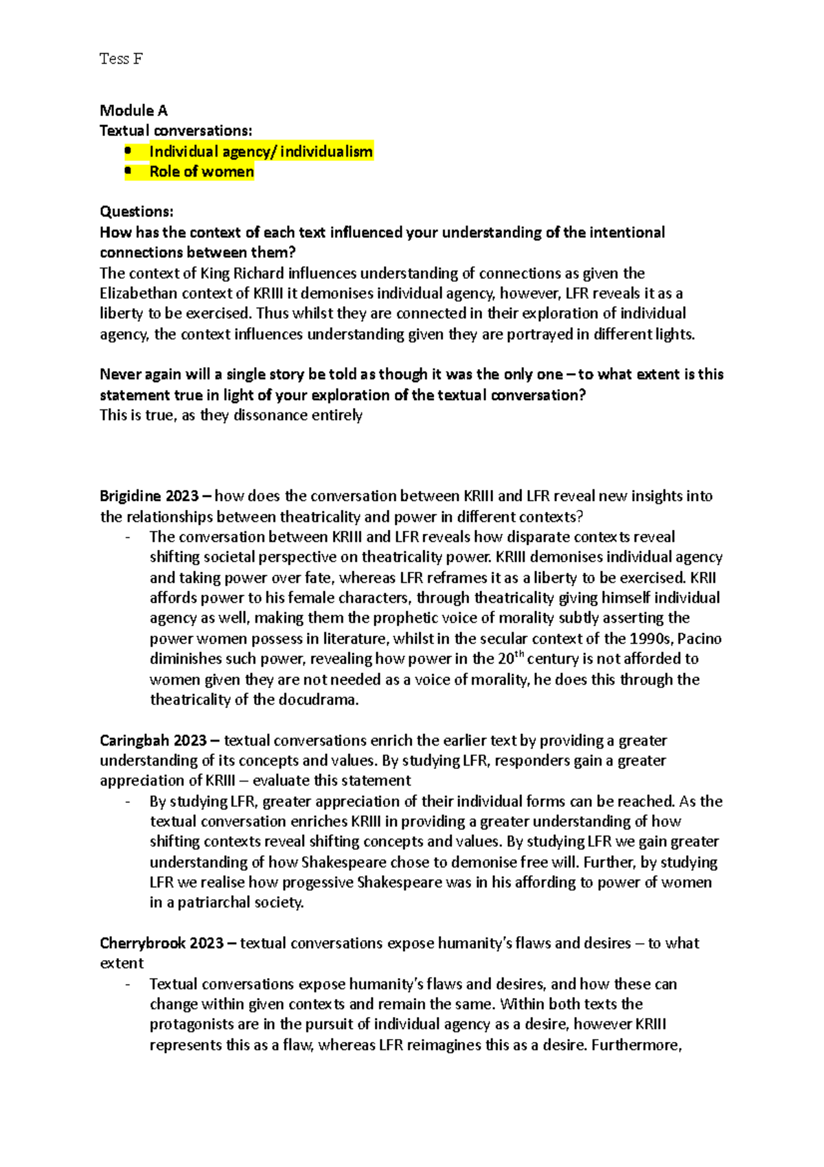 Module A - King Richard and Looking for Richard - Module A Textual ...