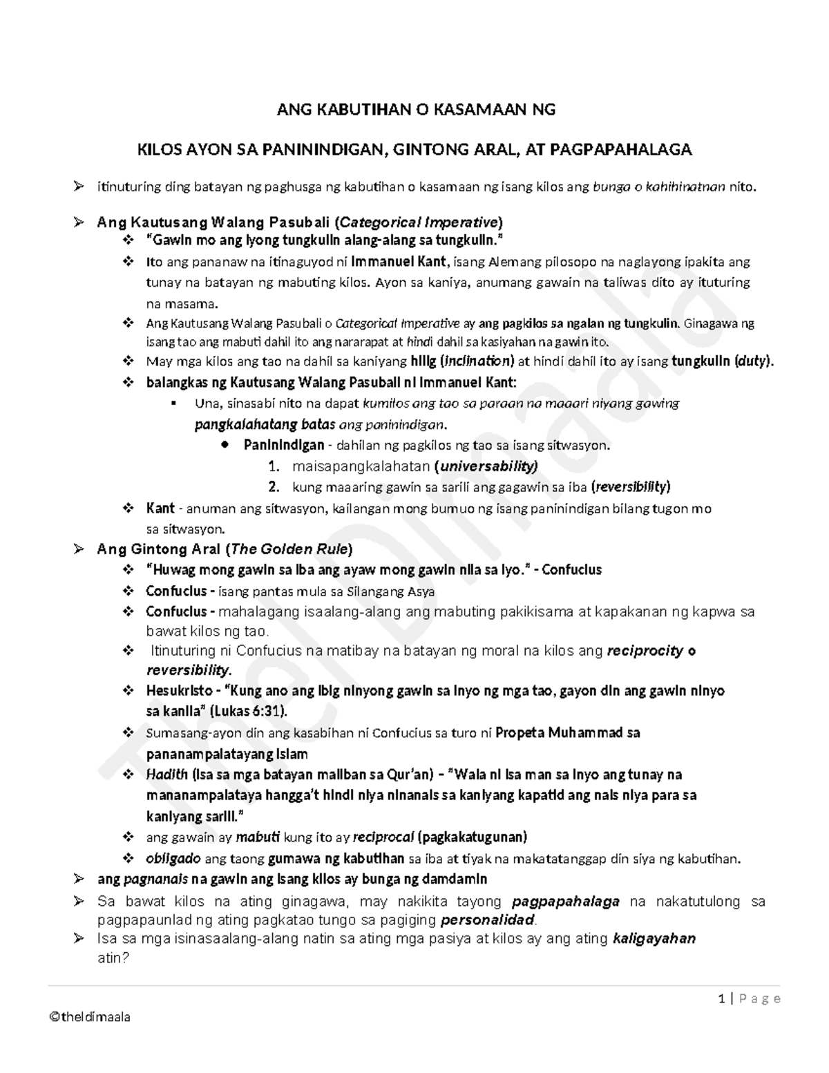 Topic 4-Edukasyon sa Pagpapakatao Grade 10 - 1 | P a g e ©theldimaala ...