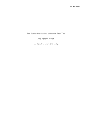 Inclusive classroom task 1 - Allie Van Dyn Hoven Inclusive Classroom - D Student ID: 008032676 A ...