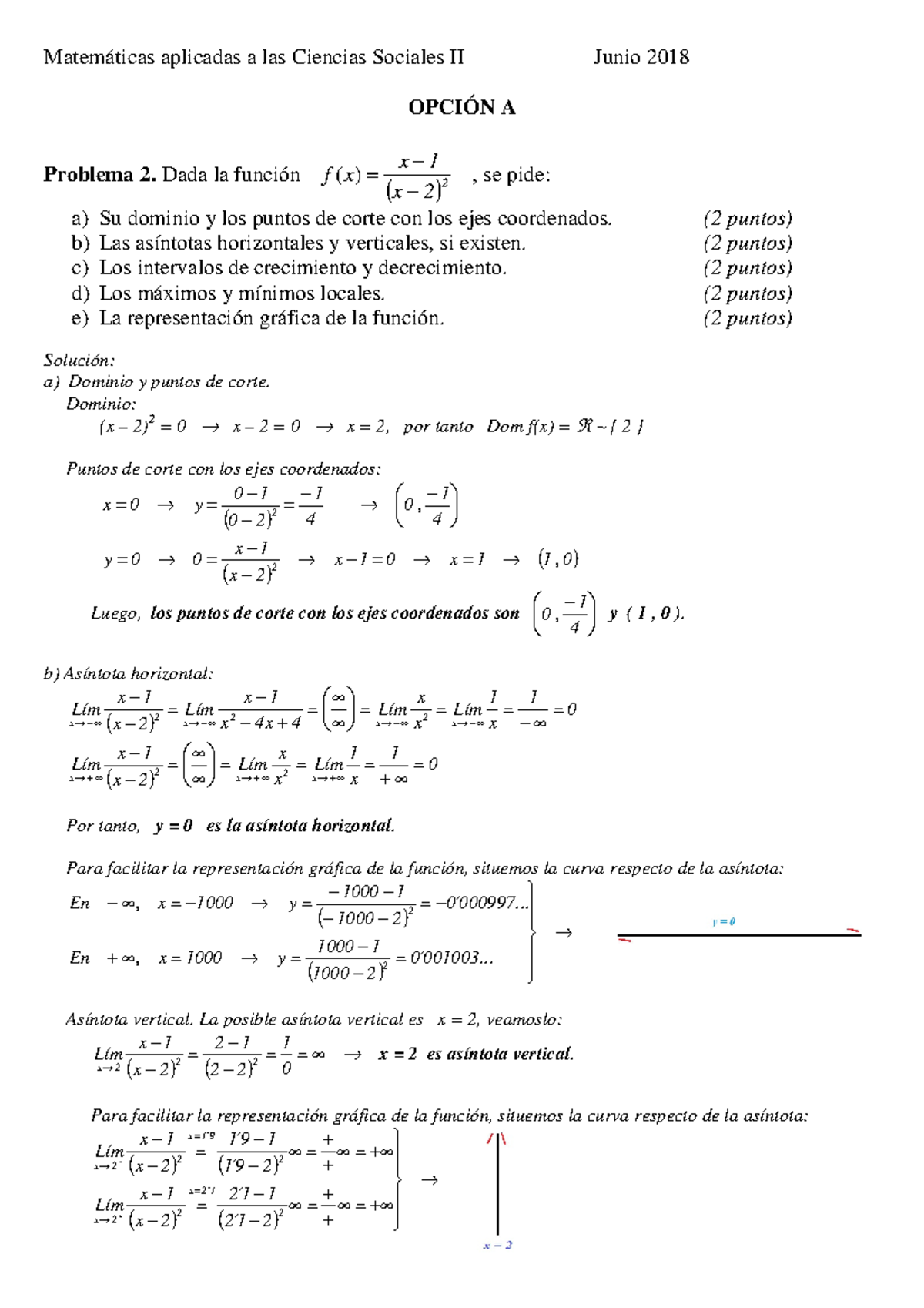 Sol Jun 2018 A2 - Ejercicio resuelto representación de funciones - Matemáticas aplicadas a las ...