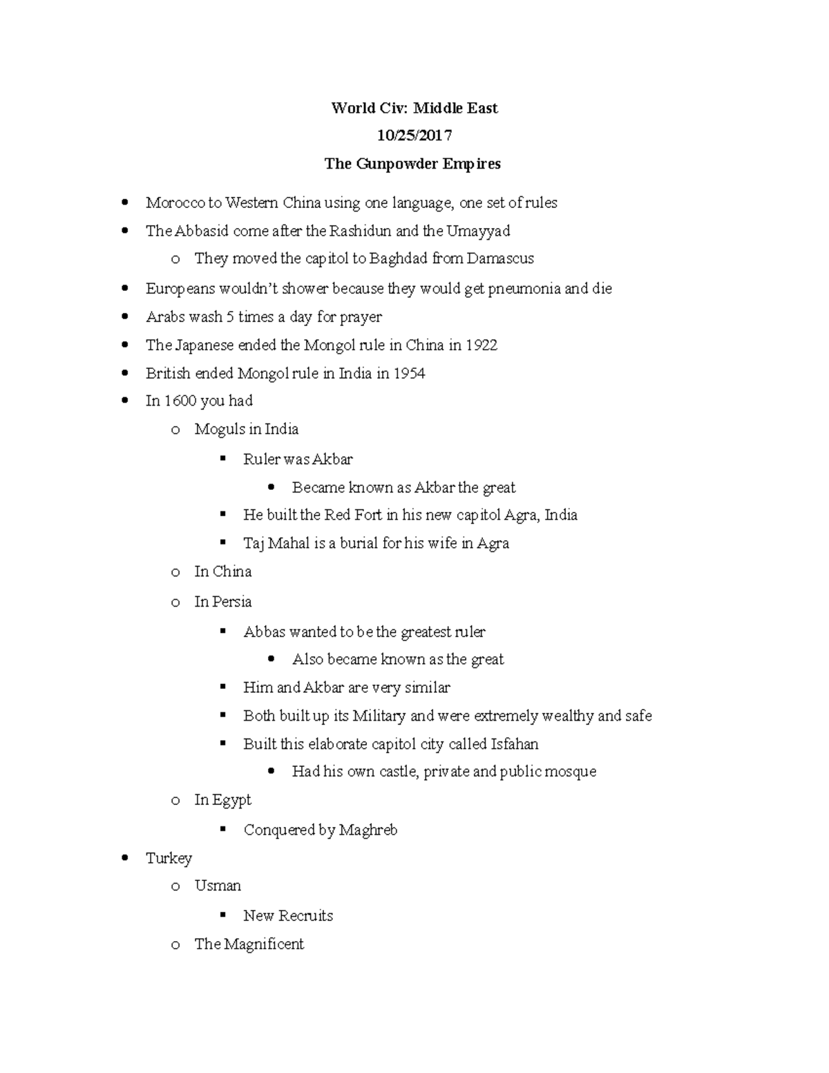 The Gunpowder Empires - Dr. Bell - World Civ: Middle East 10/25/2017 ...