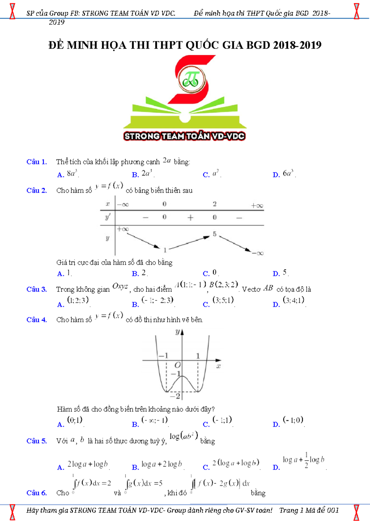 Loi giai chi tiet de minh hoa ky thi thpt quoc gia nam 2019 mon toan - 2019 ĐỀ MINH HỌA THI THPT ...