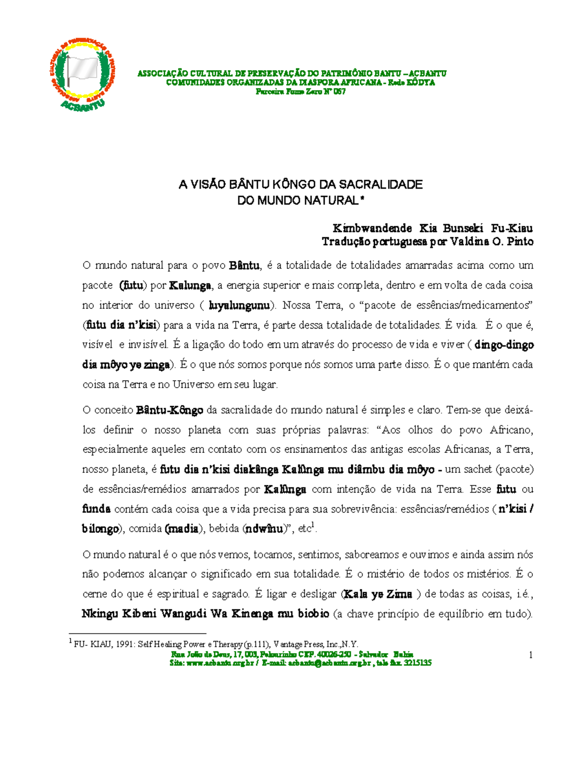 Dr bunseki fu kiau a visc3a3o bantu kongo da sacralidade do mundo ...