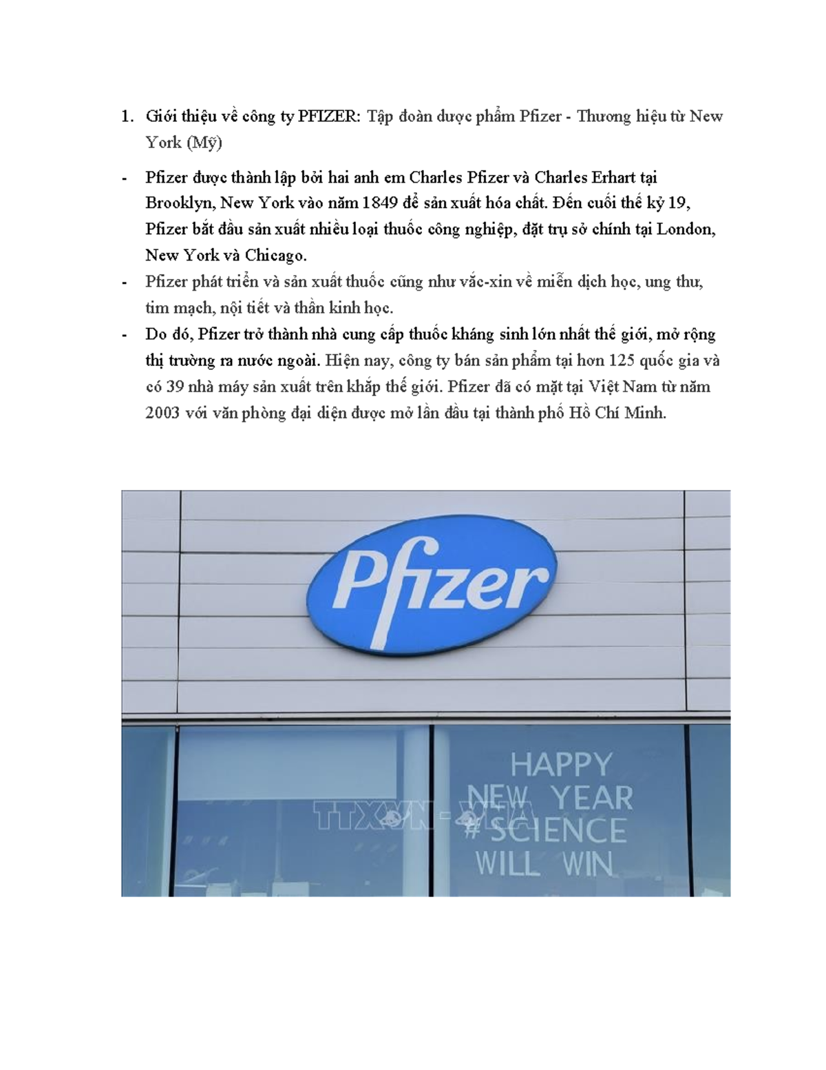 Quản trị doanh nghiệp - Giới thiệu về công ty PFIZER: Tập đoàn dược ...