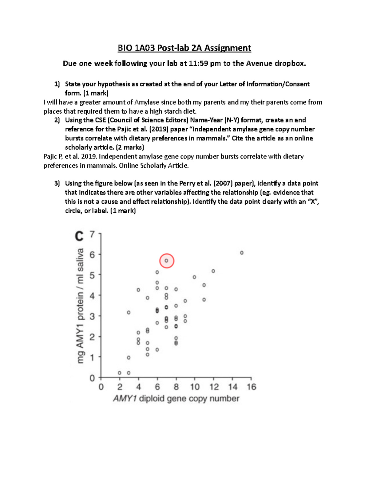 BIO 1A03 Post-lab assignment 2A - BIO 1A03 Post-lab 2A Assignment Due ...