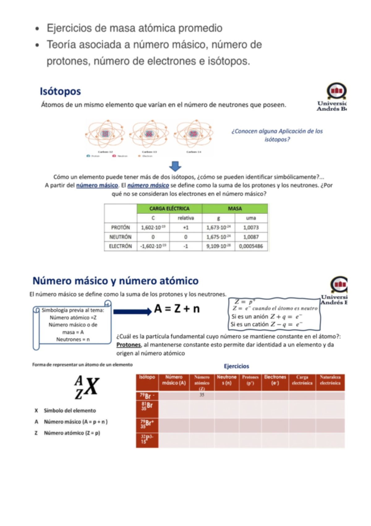 Control Química 2 - Jdjdj - Ejercicios de masa atómica promedio Teoría ...