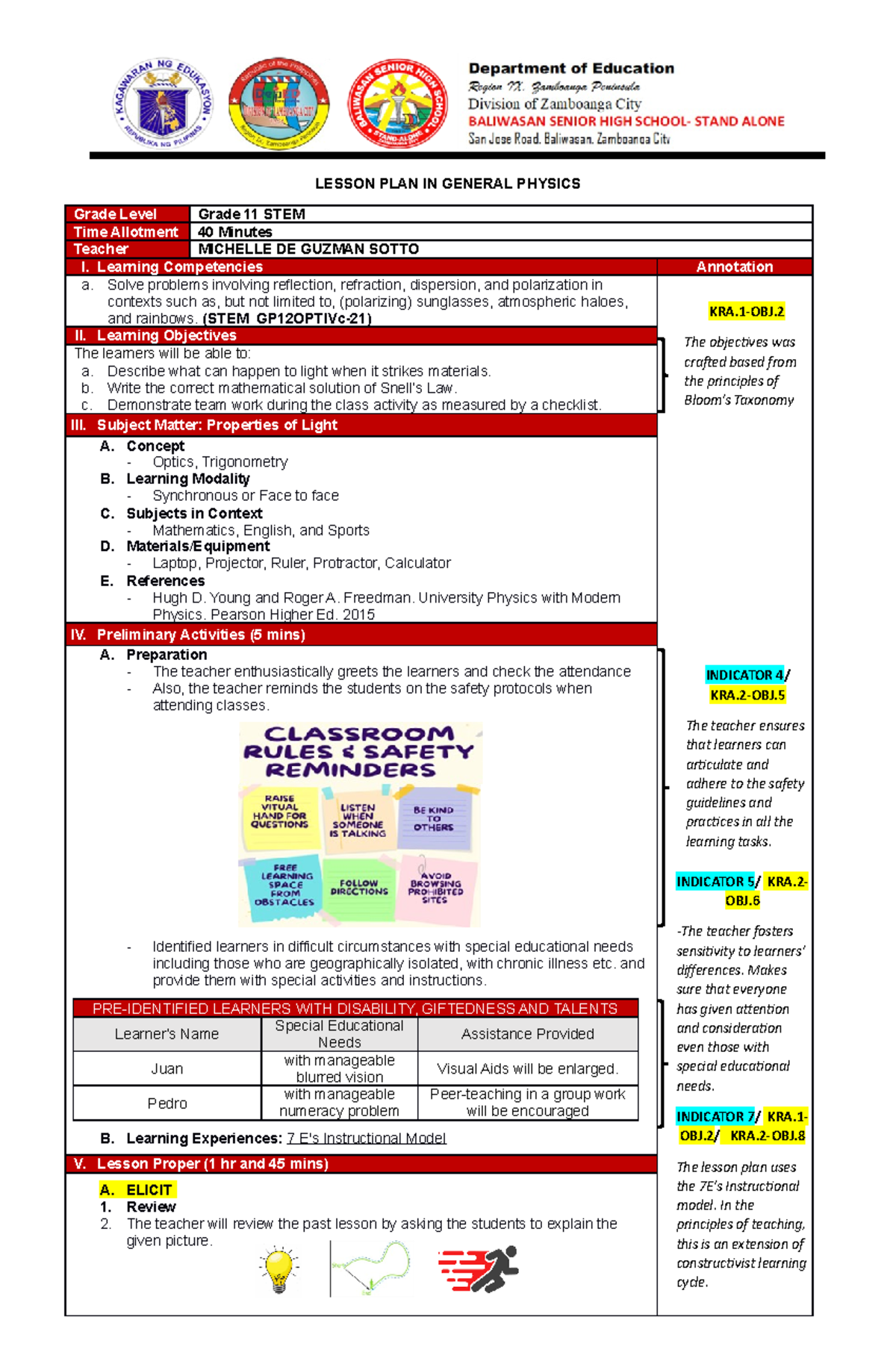 DL Formation Heavier Elements LESSON PLAN IN GENERAL PHYSICS Grade 