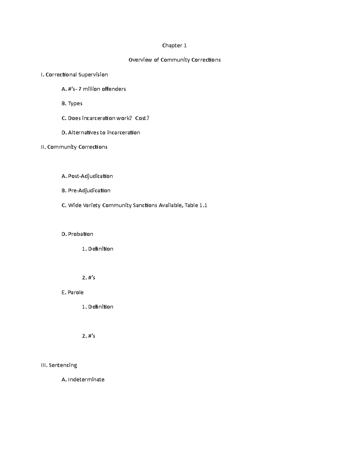 Chap 1 Outline - Chapter 1 Overview of Community Corrections I ...