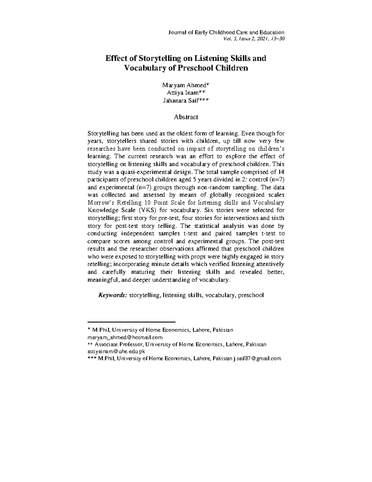 Article-2-Maryam - this is a article - Journal of Early Childhood Care ...