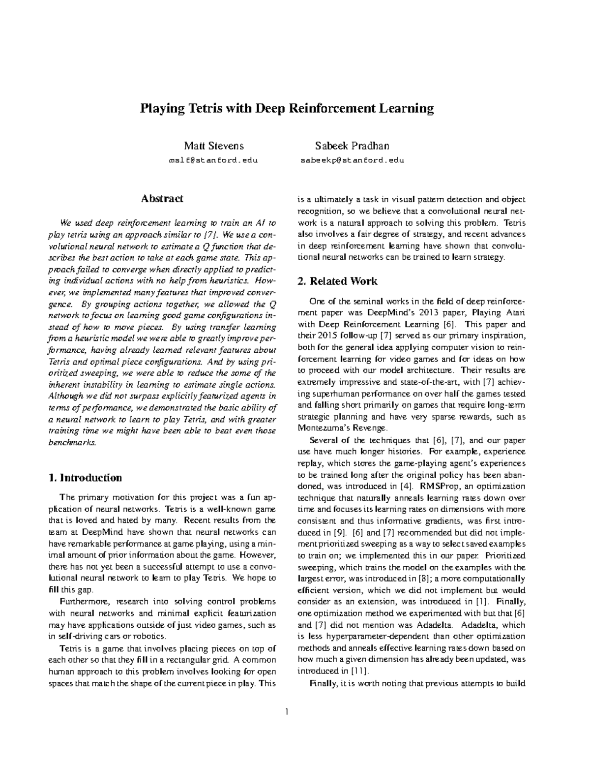 Playing tetris with deep reinforcement learning - Playing Tetris with Deep Reinforcement ...
