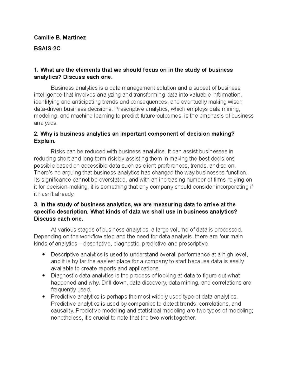 Assignment No. 2 - Yes - Camille B. Martinez BSAIS-2C 1. What are the ...