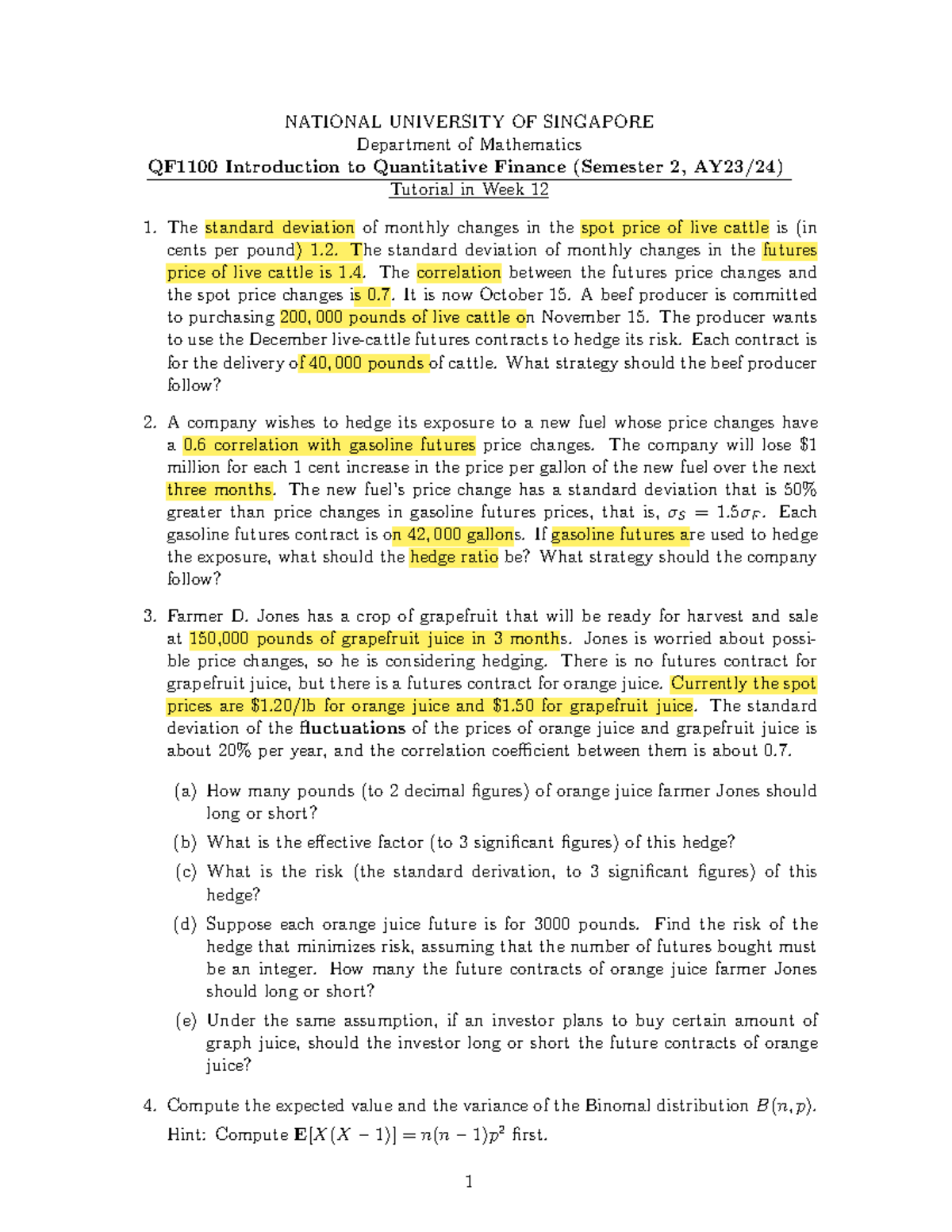 Tutorial-10 - tutorial questions - NATIONAL UNIVERSITY OF SINGAPORE ...