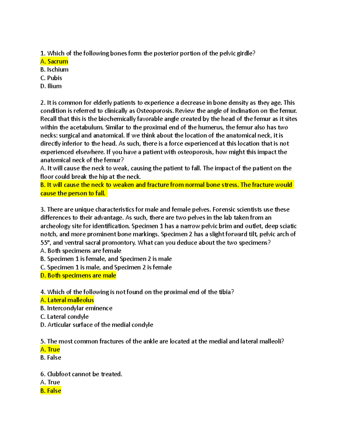 Anatomy Homework 5 - Which of the following bones form the posterior ...