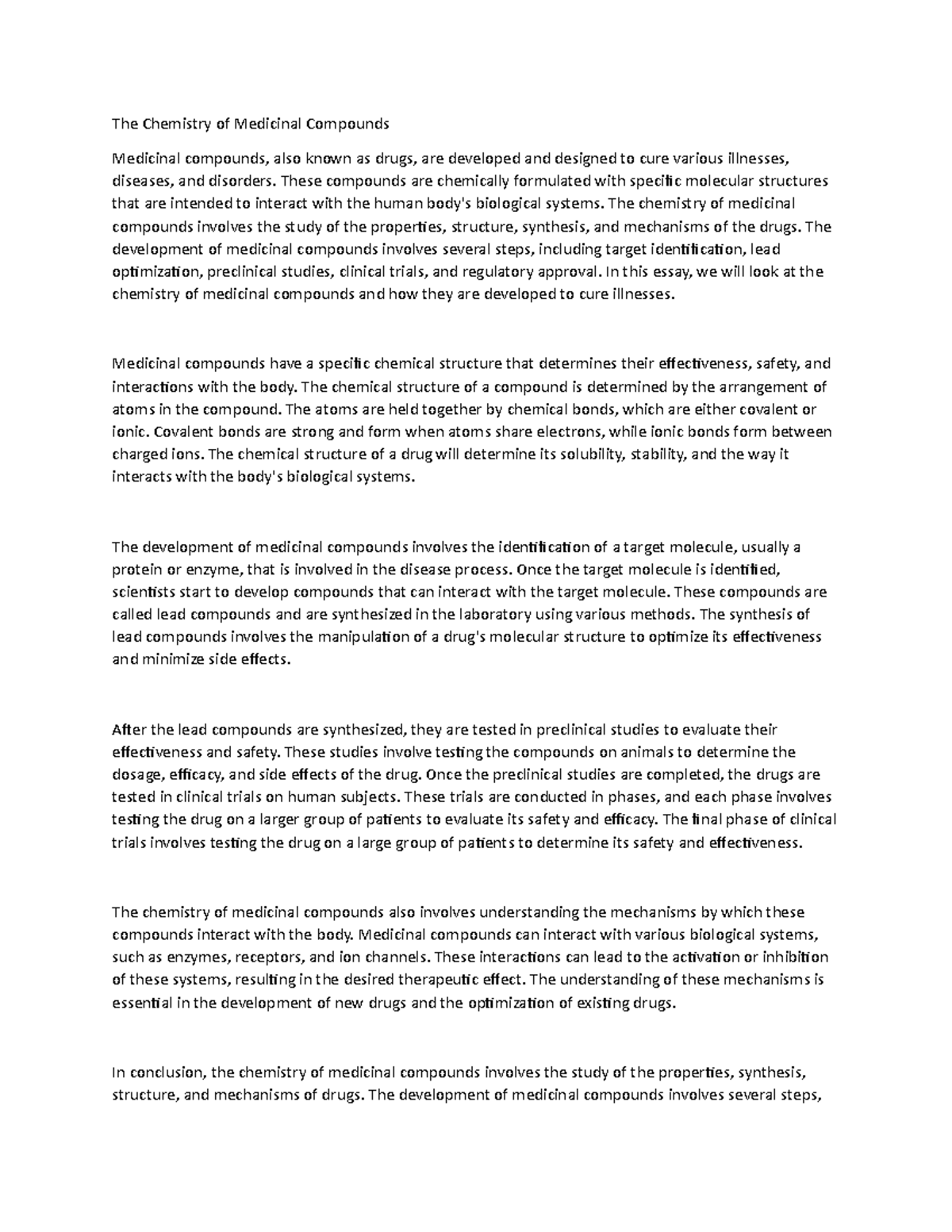 The Chemistry of Medicinal Compounds - The Chemistry of Medicinal ...