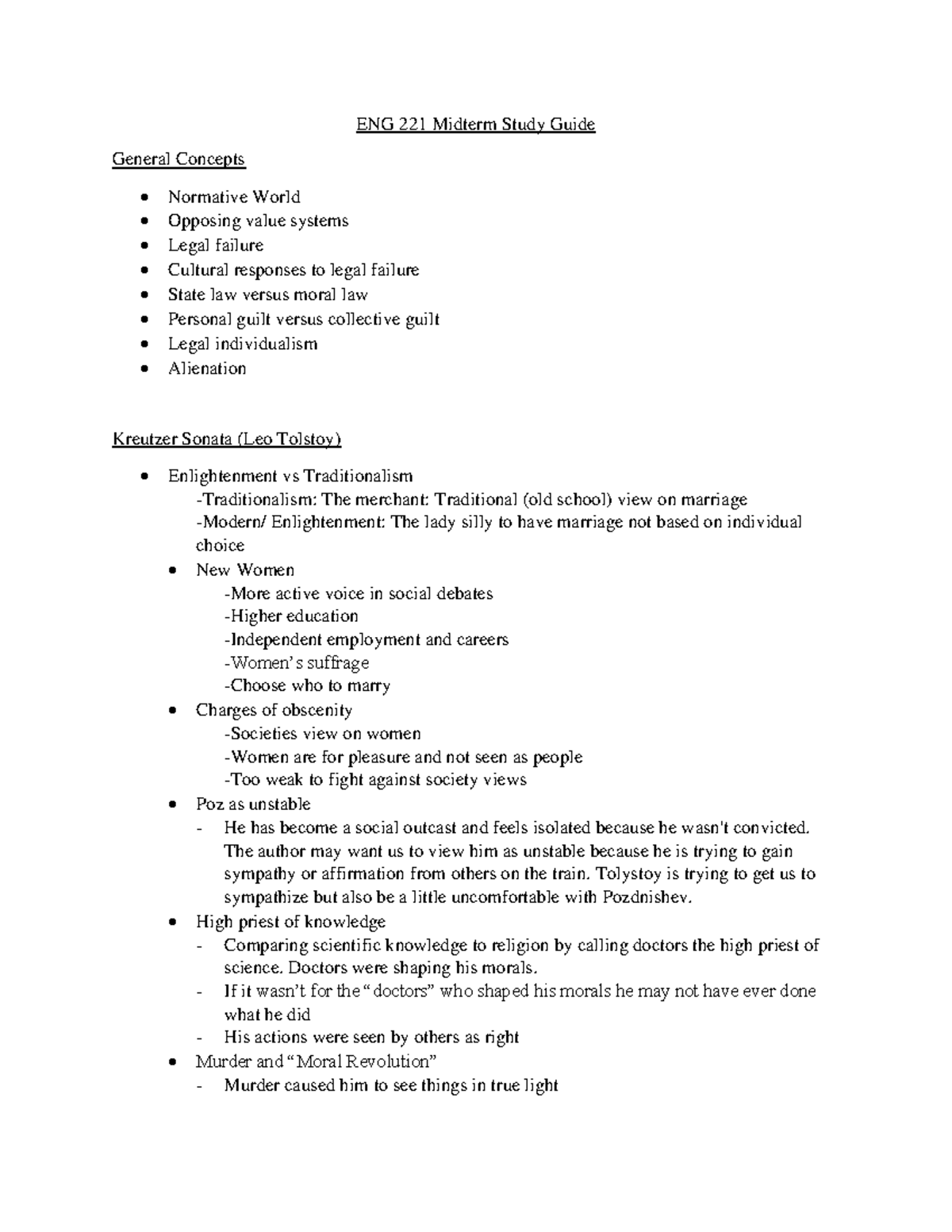 ENG 221 Mindterm study guide - ENG 221 Midterm Study Guide General ...