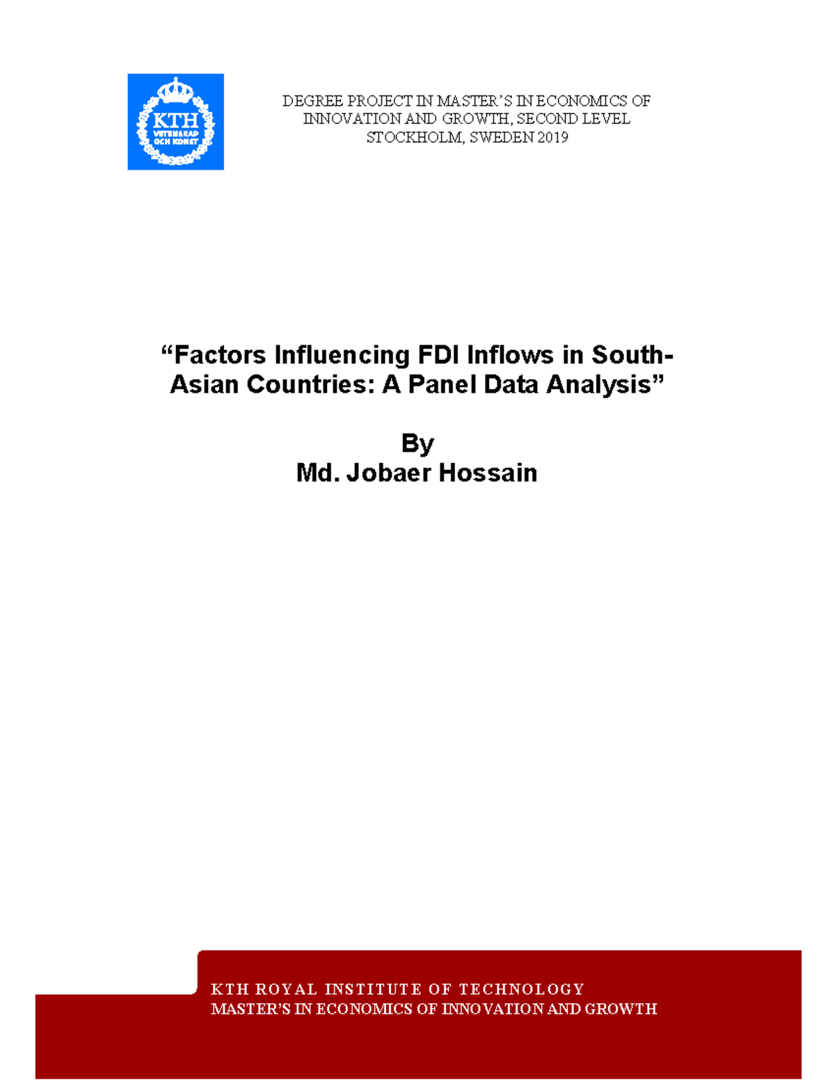 Fulltext 01 - Tài liệu tham khảo - i “Factors Influencing FDI Inflows ...